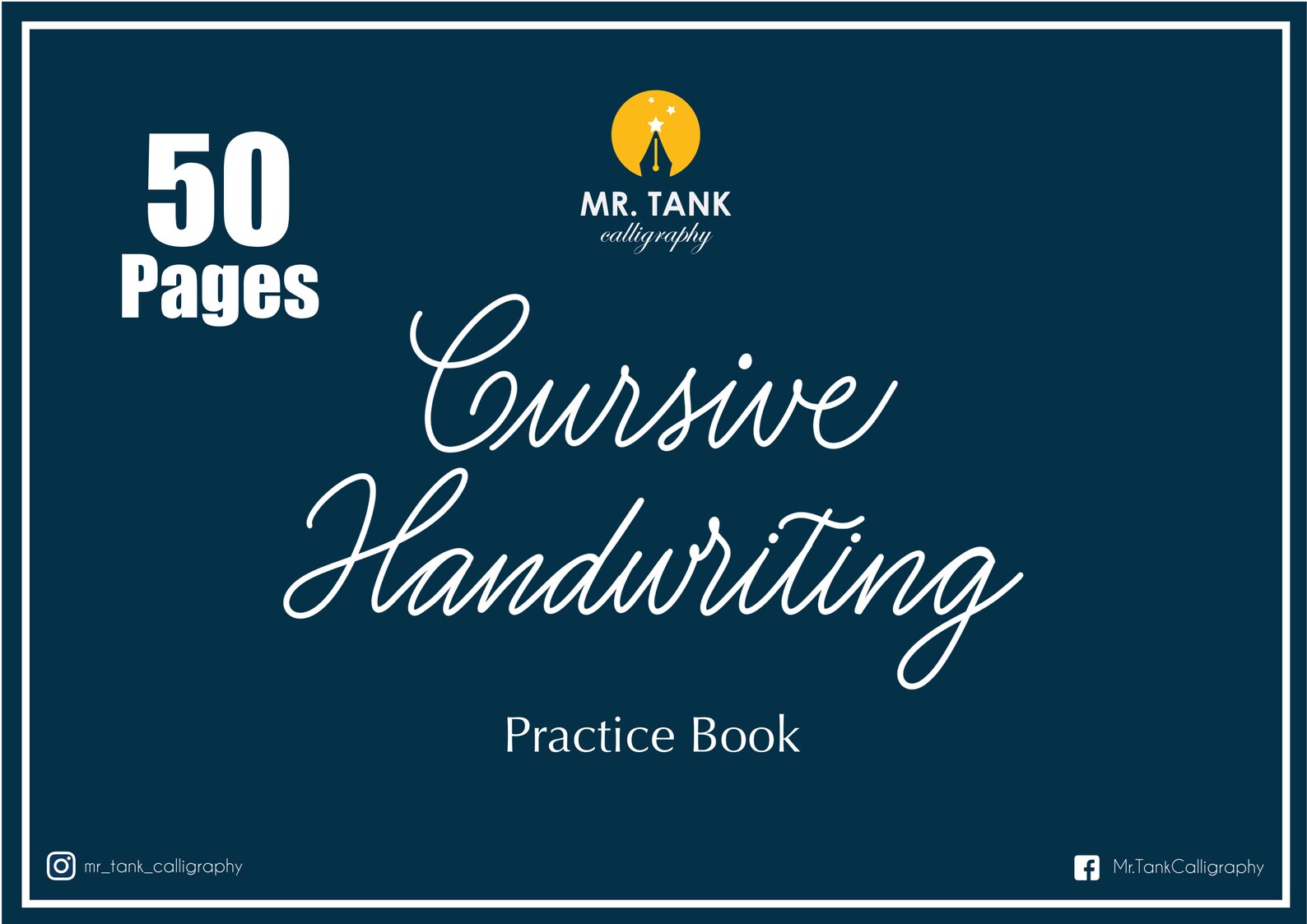 Cursive Handwriting Practice Book, 50 Pages Printable Handwriting ...