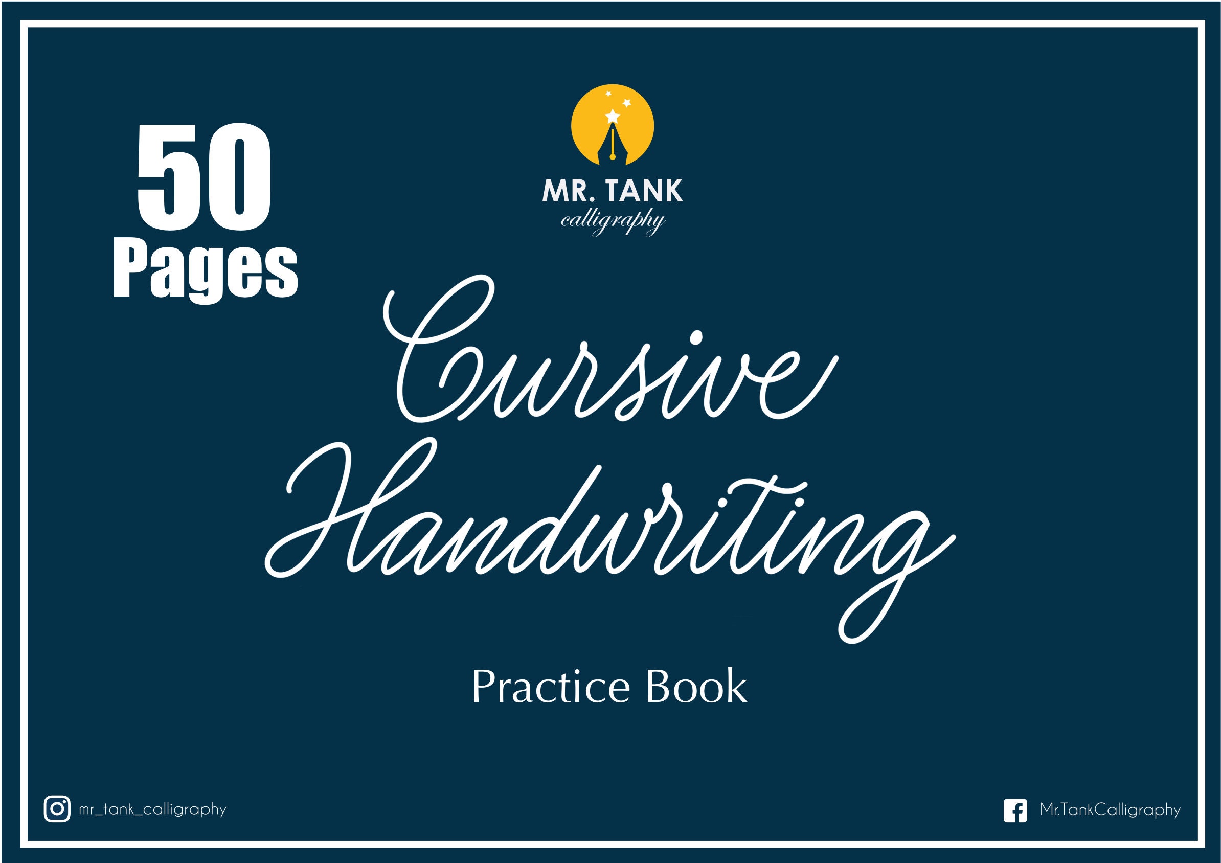 Cursive Handwriting Practice Book, 50 Pages Printable Handwriting ...