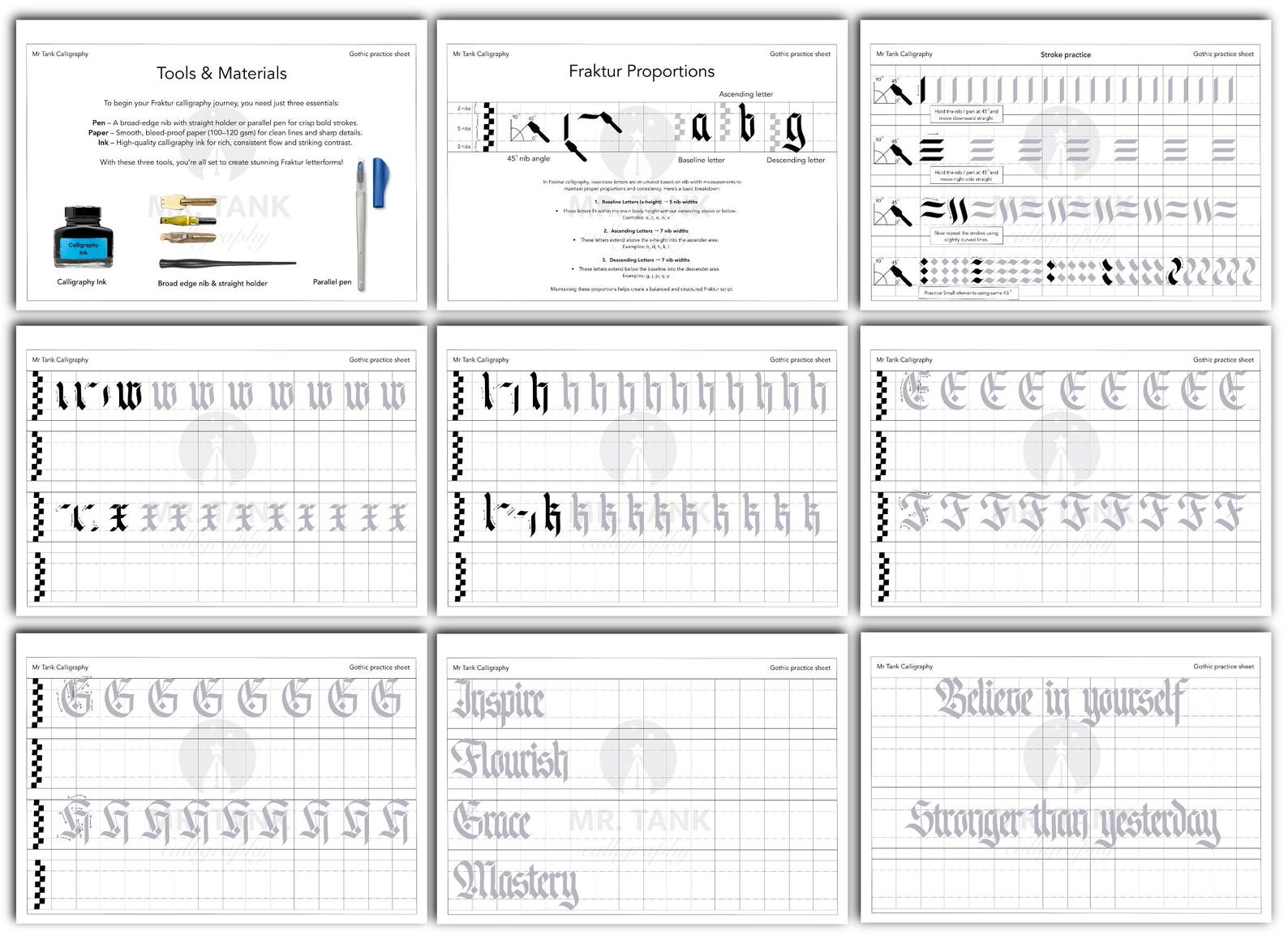 Blackletter Calligraphy Workbook: Fraktur Gothic Beginner's Guide (PDF ...