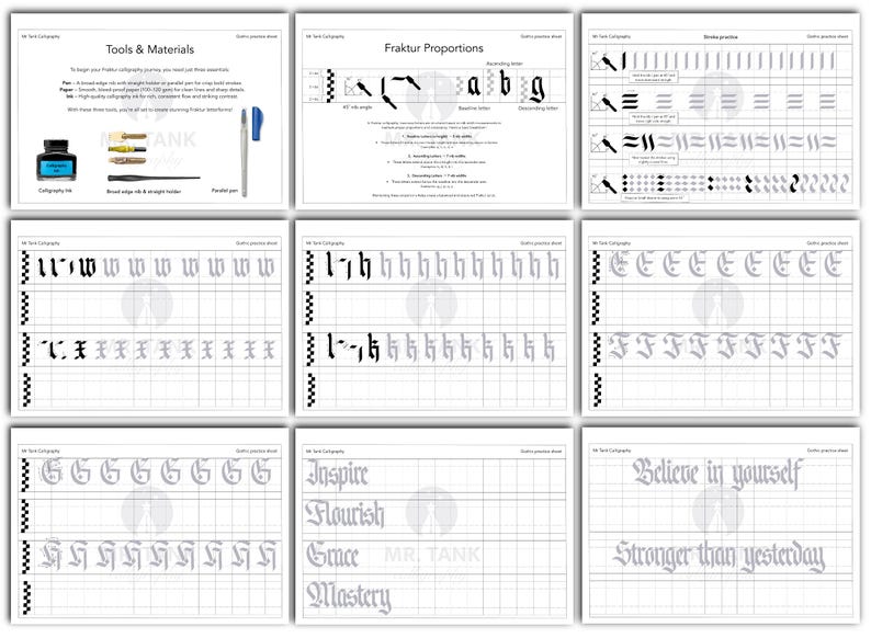 Manual de caligrafía gótica: Guía para principiantes de Fraktur Gothic ...