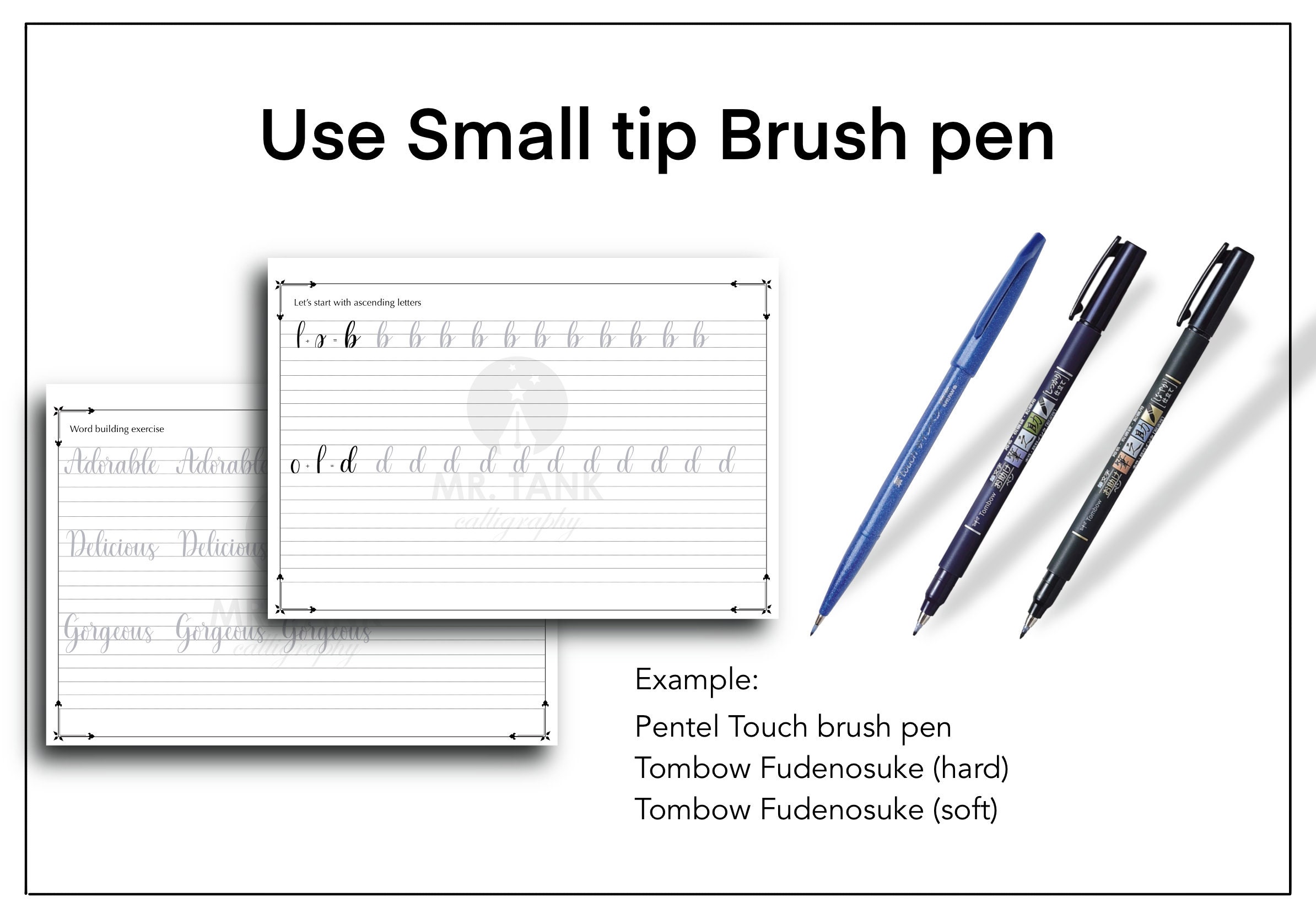 Brush Calligraphy Practice Sheets for Small Tip Brush Pen, Beginners ...