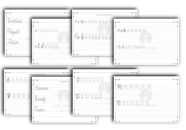 Monoline Lettering Practice Workbook: Bouncy Cursive Handwriting ...