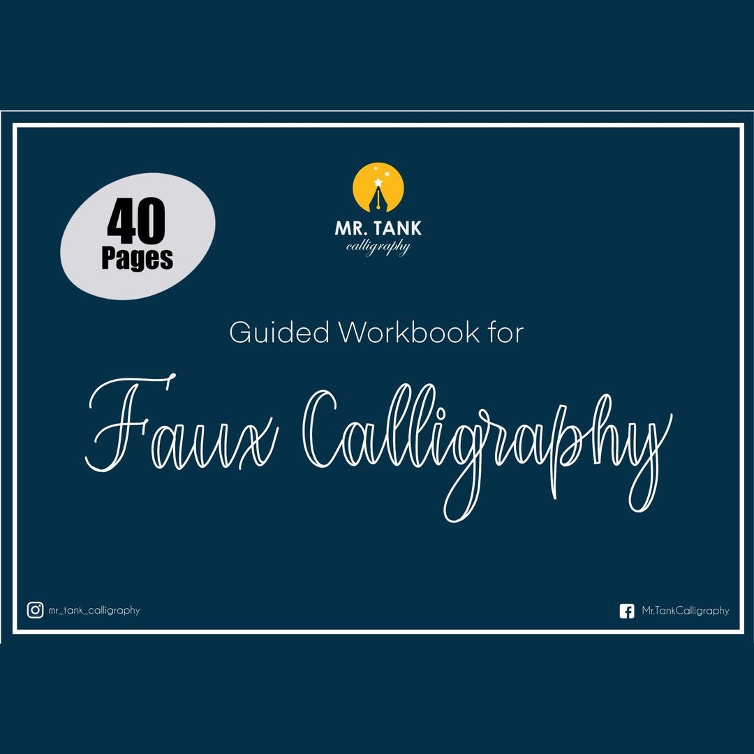 Faux Calligraphy Workbook, 40 Pages Hand Lettering Guided Practice Book ...