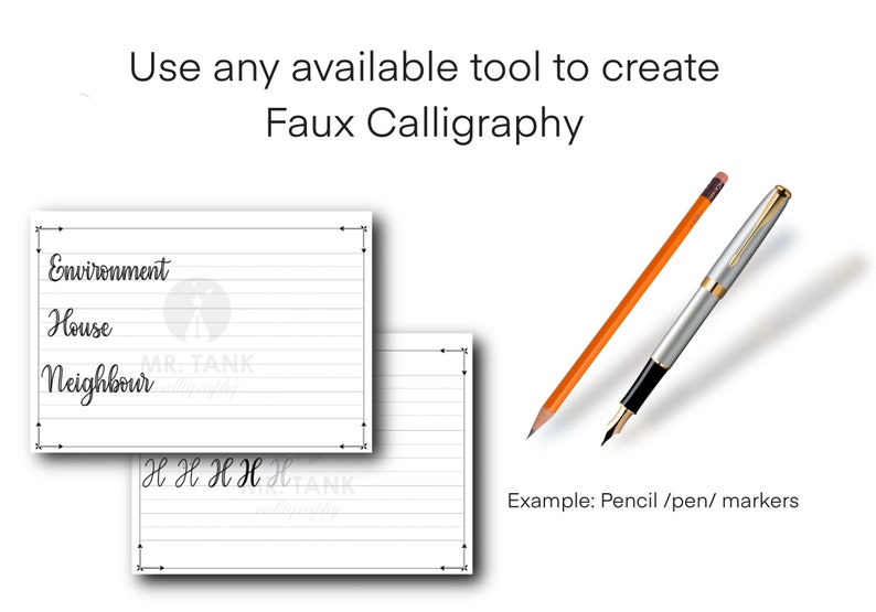 Faux Calligraphy Workbook: Hand Lettering Practice for Beginners (PDF ...