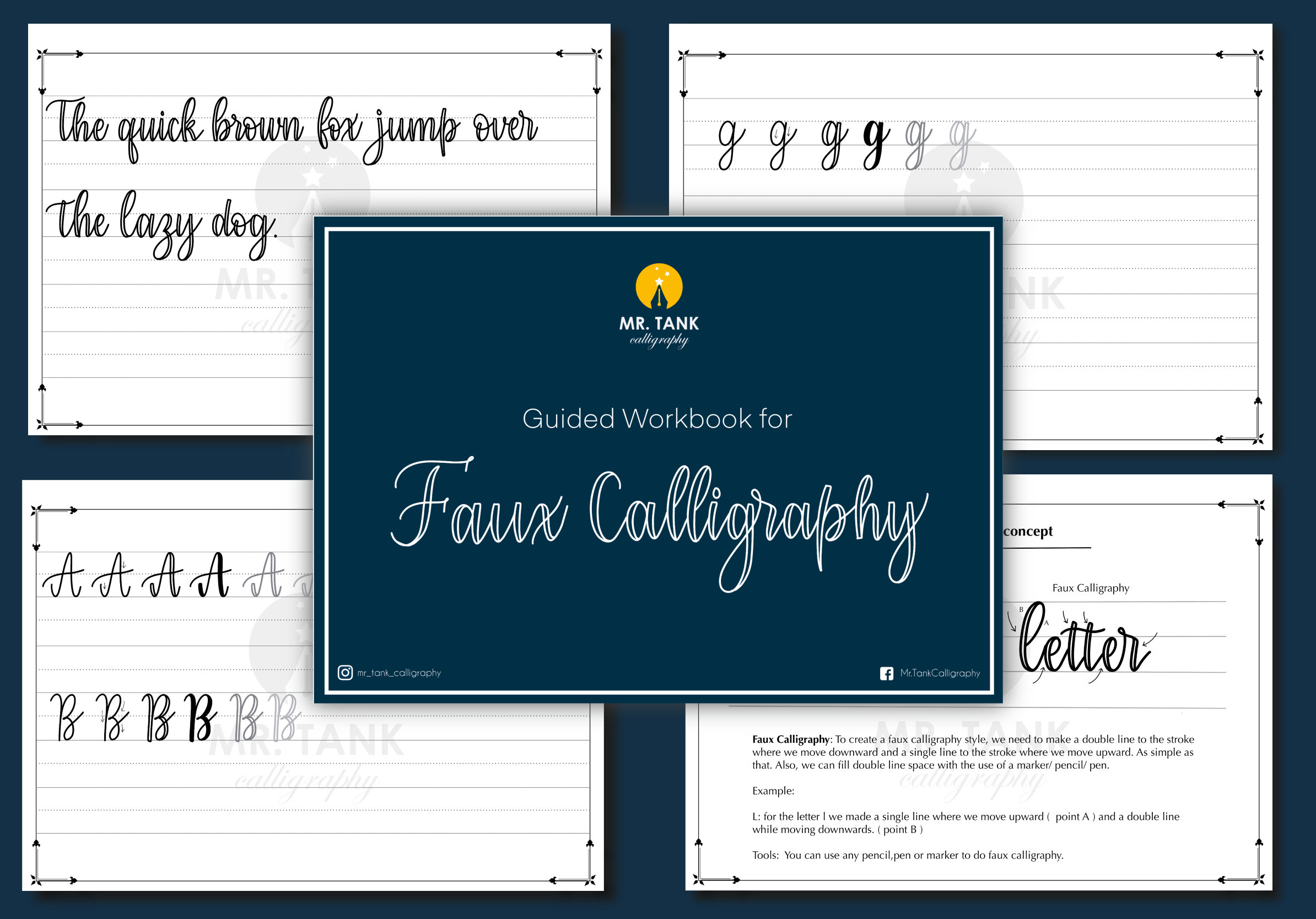 Faux Calligraphy Workbook: Hand Lettering Practice for Beginners (PDF ...