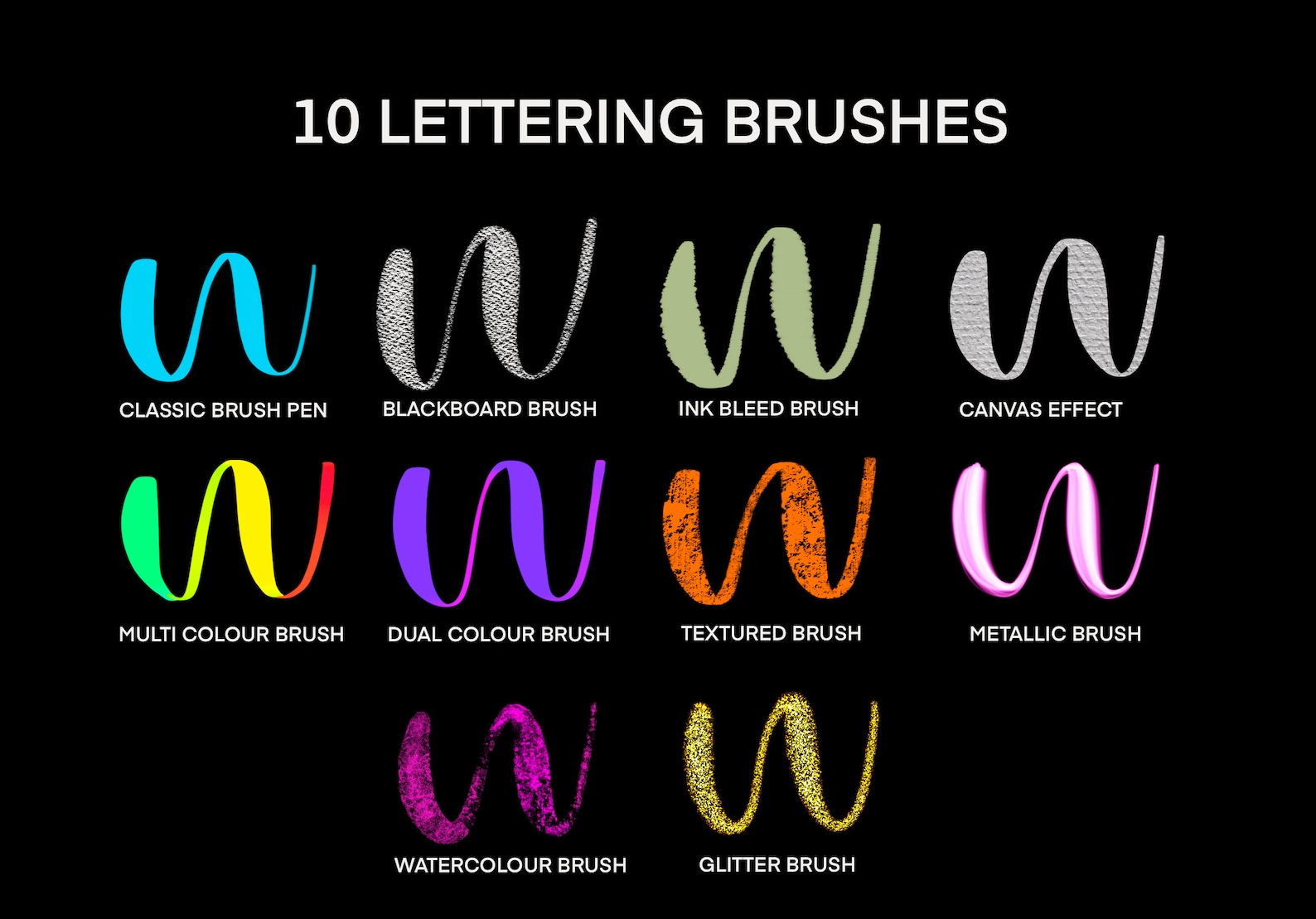 Procreate Lettering Brushes: 10 Calligraphy Brush Set (digital Download ...