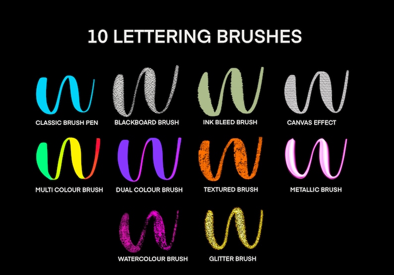 Procreate Lettering Brushes: 10 Calligraphy Brush Set (digital Download ...