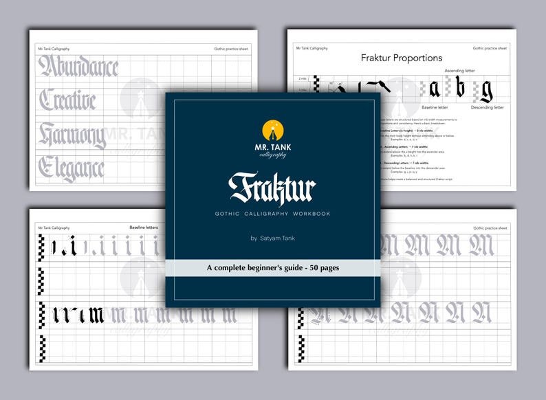 Blackletter Calligraphy Workbook: Fraktur Gothic Beginner's Guide (PDF ...