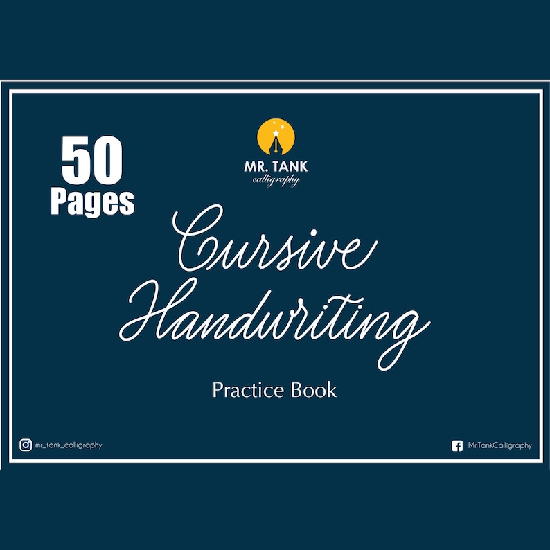 Cursive Handwriting Practice Book: 50-page Workbook (PDF & Procreate ...