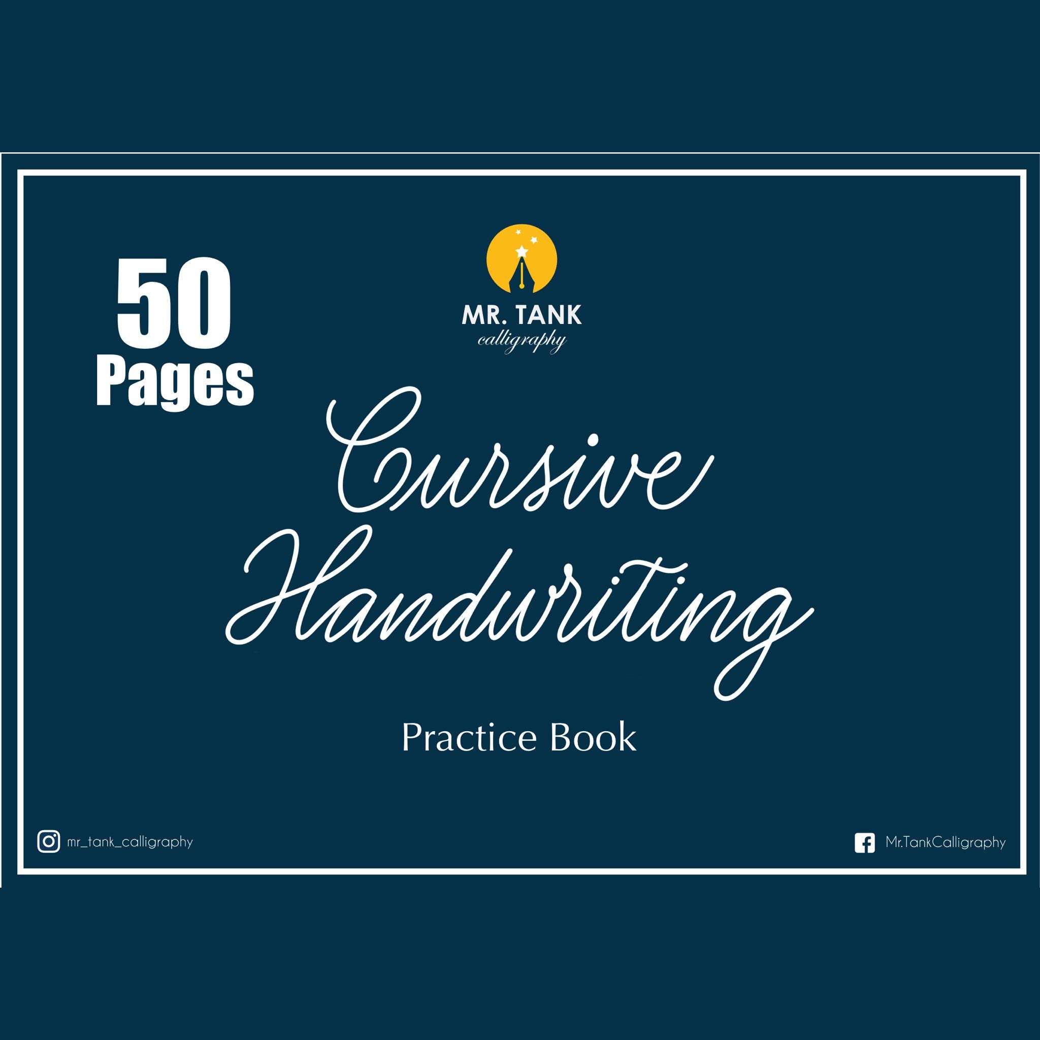 Cursive Handwriting Practice Book: 50-page Workbook (PDF & Procreate ...