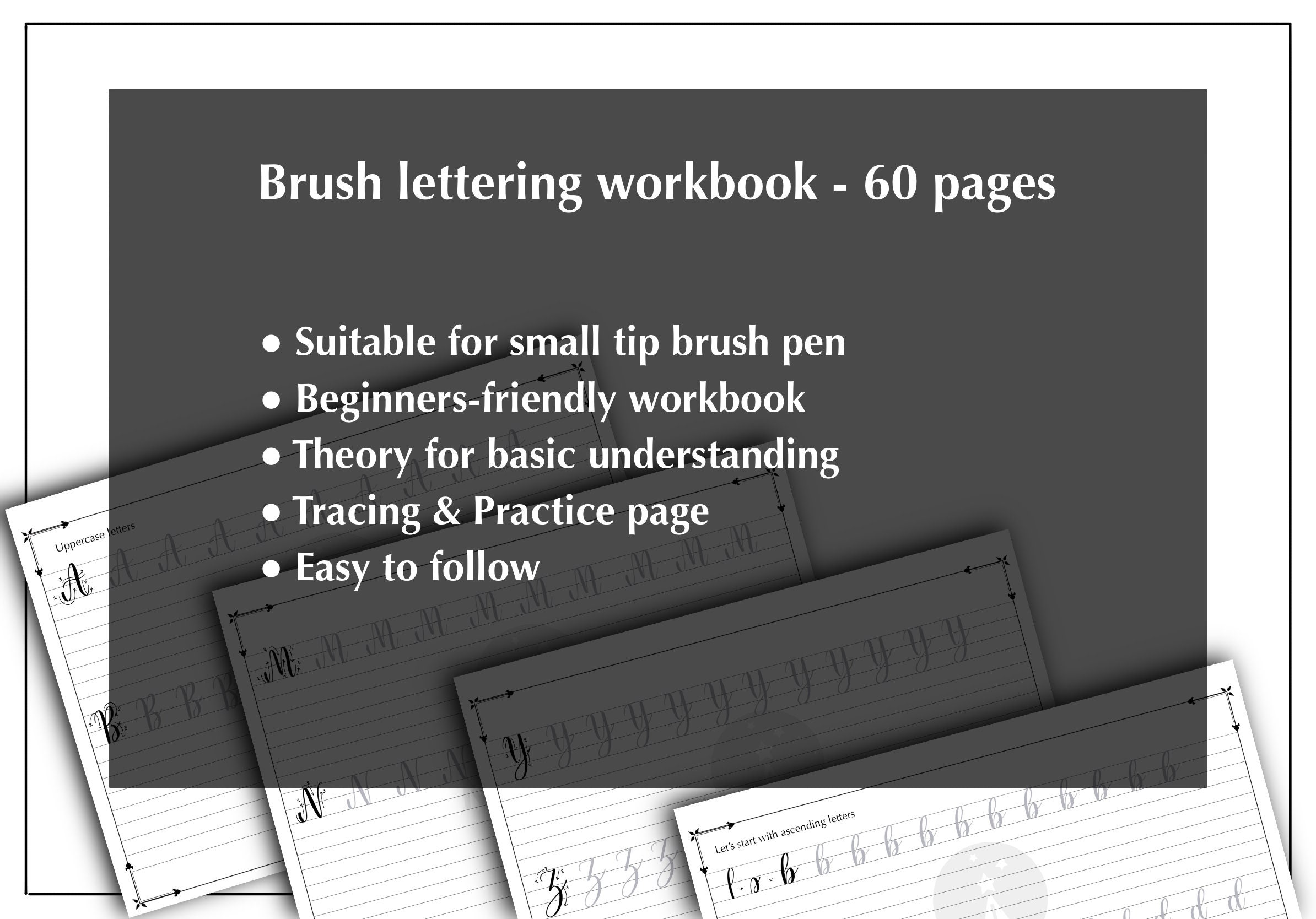 Brush Calligraphy Practice Sheets for Small Tip Brush Pen, Beginners ...