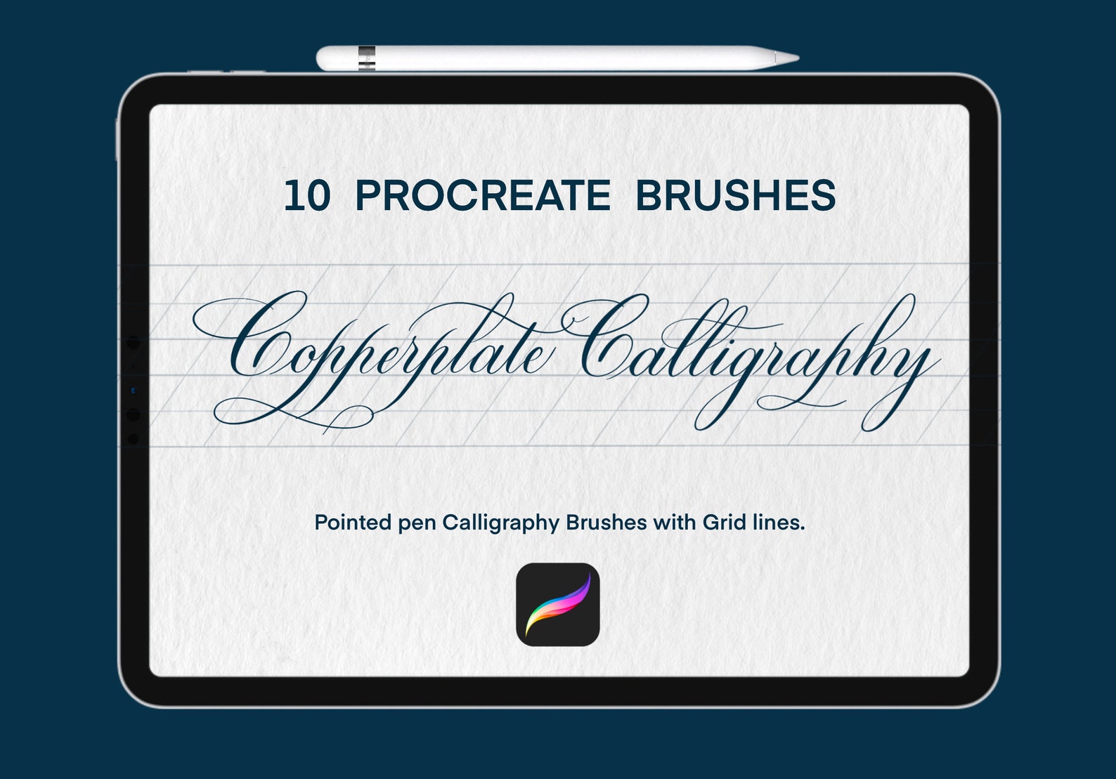 Copperplate Calligraphy Procreate Brushes: Pointed Pen With Gridline ...