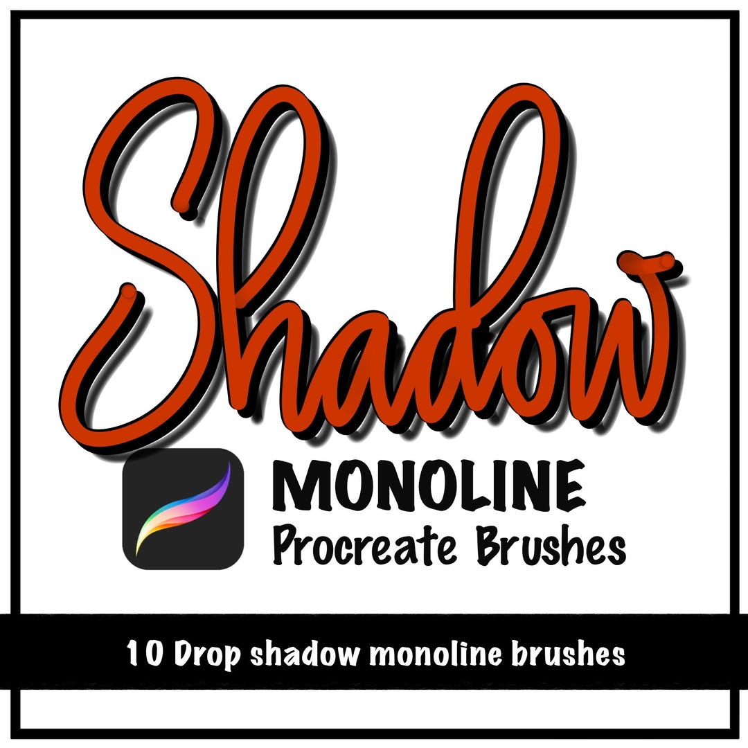 Monoline Procreate Brushes, 10 Drop Shadow Digital Lettering Procreate ...
