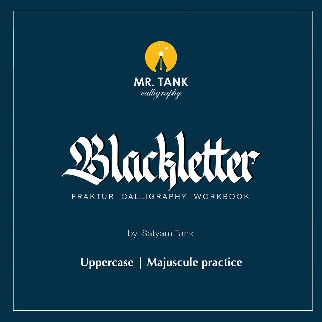 Blackletter Calligraphy Practice: Fraktur Uppercase Worksheet (digital ...