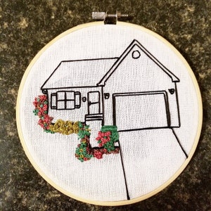 Custom House Embroidery Hoop Custom Building Home Decor Embroidered ...