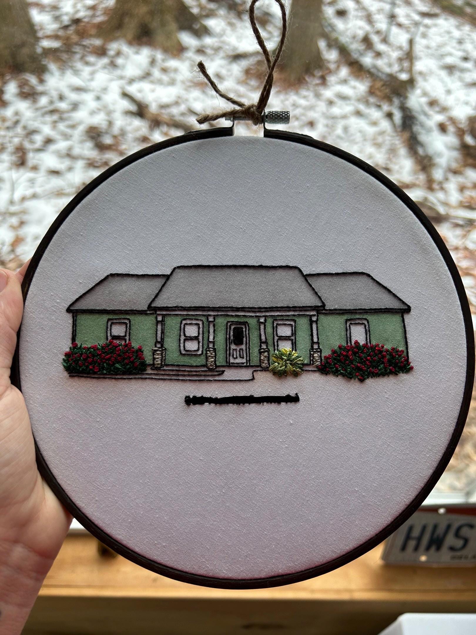 Custom House Embroidery Hoop | Custom Building | Home Decor ...