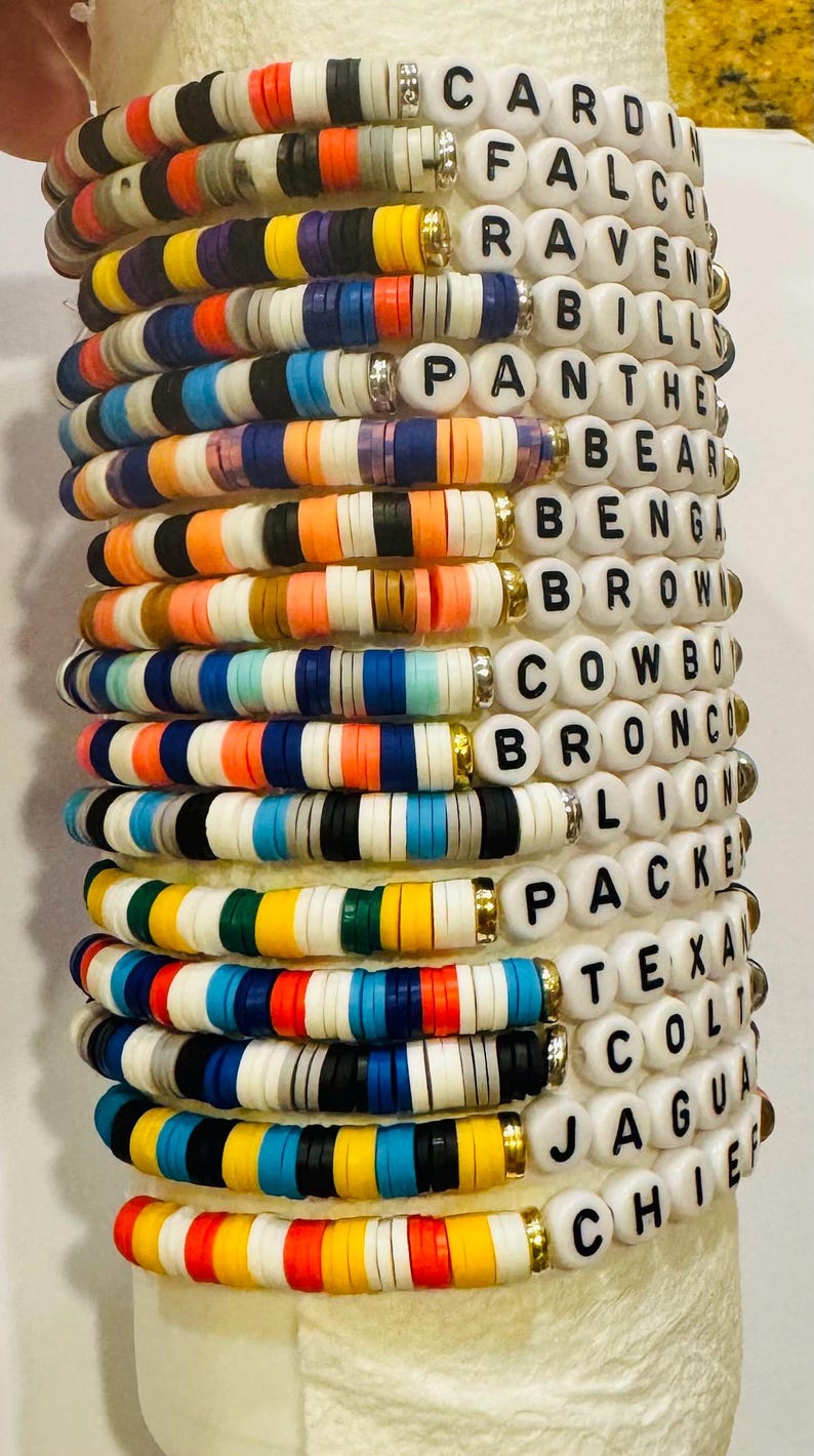NFL Bead Bracelet - Etsy