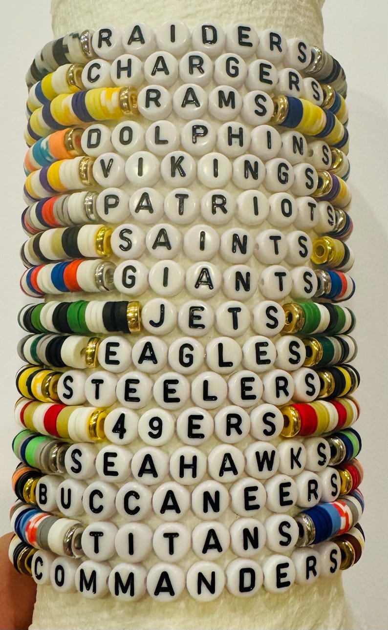NFL Bead Bracelet - Etsy