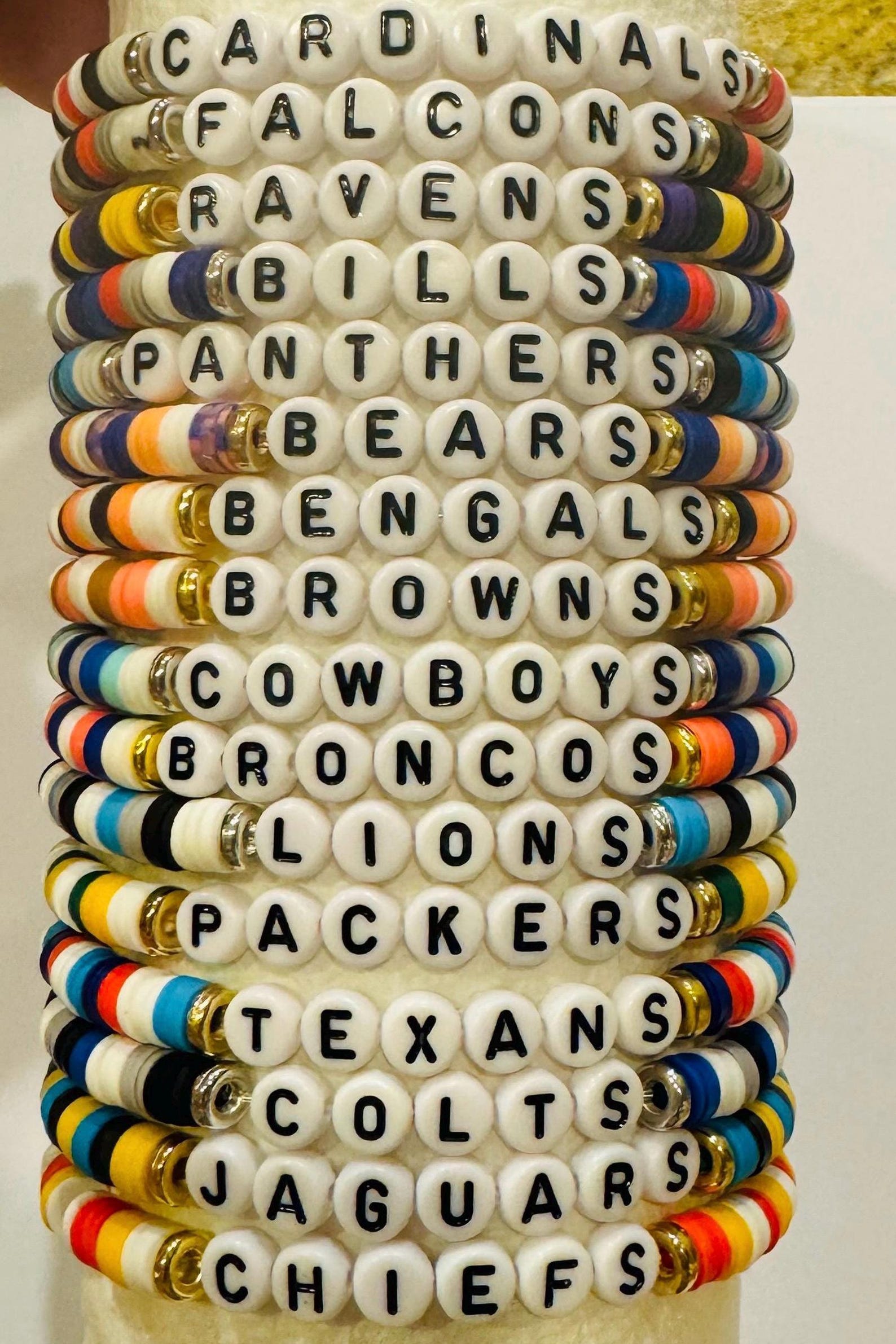 NFL Bead Bracelet - Etsy