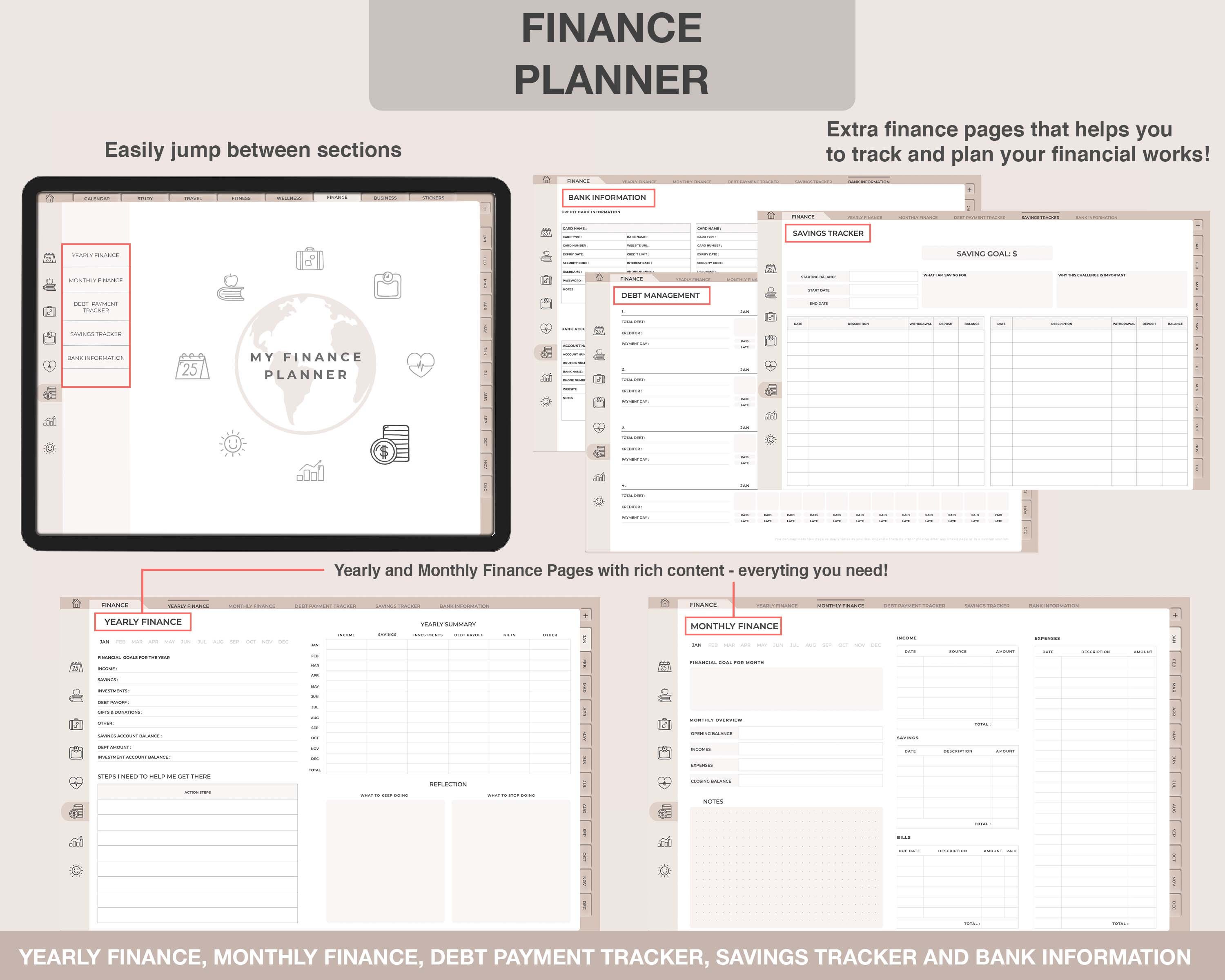 2022 2023 Digital Planner, Daily Weekly Monthly Yearly Planner, Digital ...