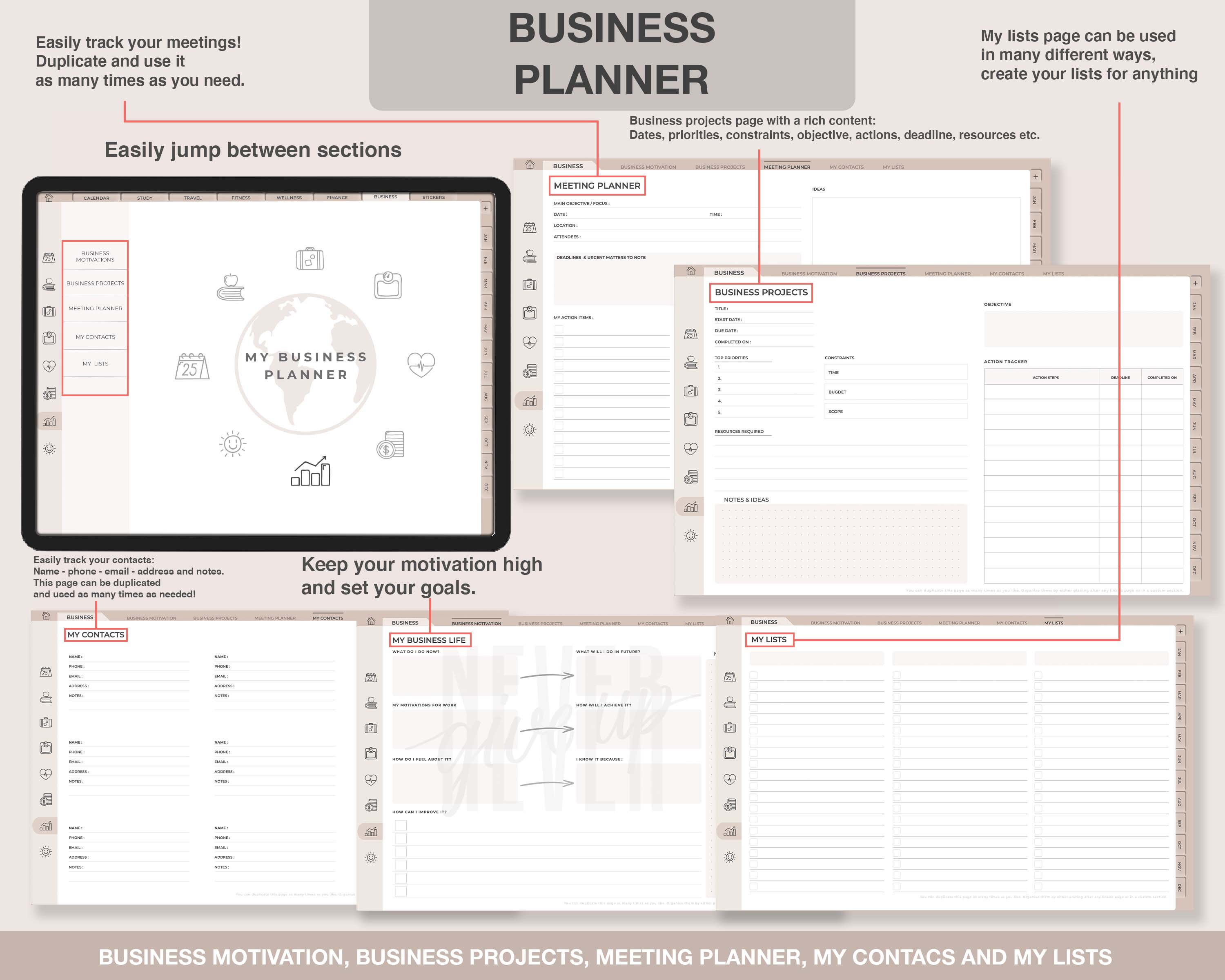 2022 2023 Digital Planner, Daily Weekly Monthly Yearly Planner, Digital ...