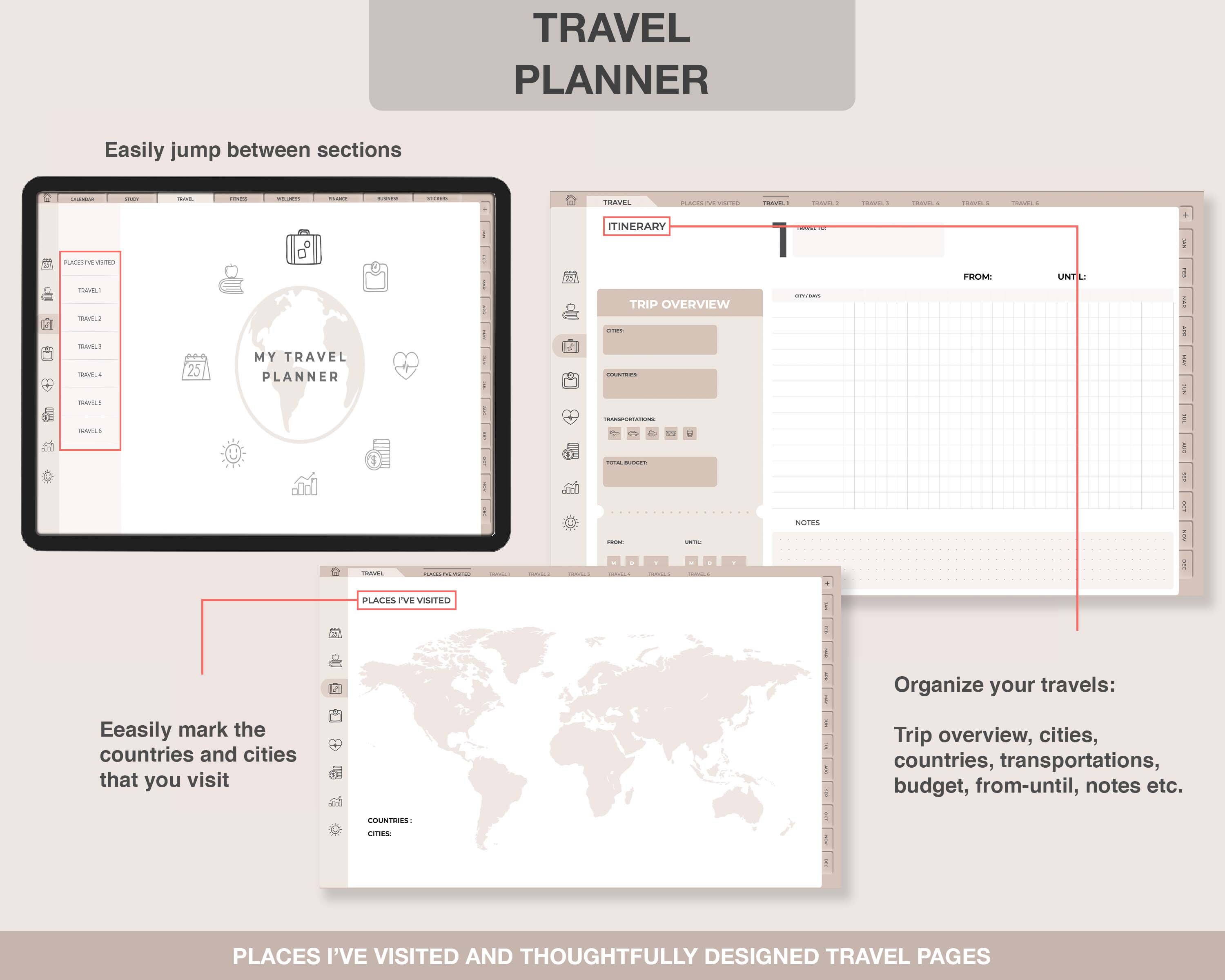 2022 2023 Digital Planner, Daily Weekly Monthly Yearly Planner, Digital ...