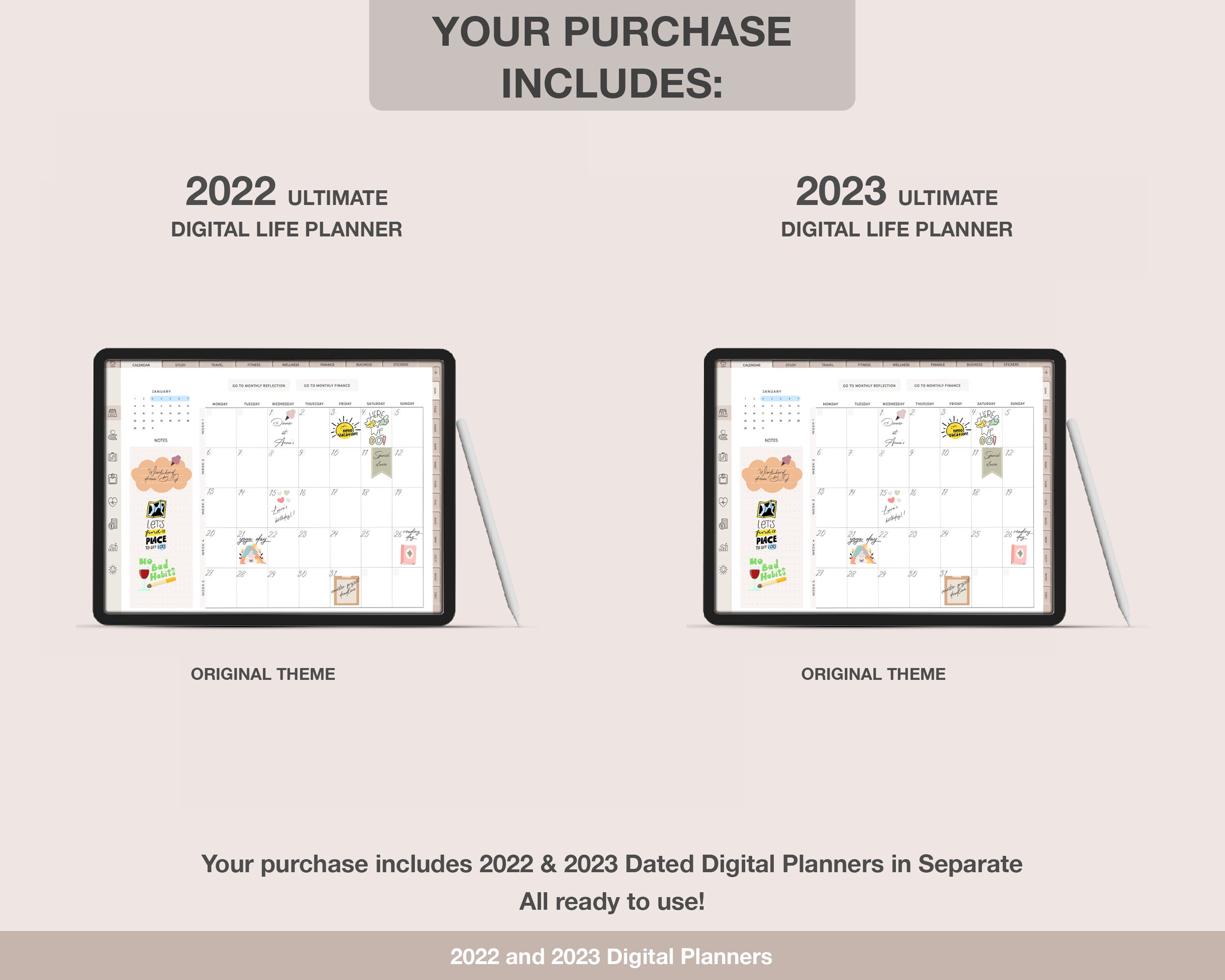 2022 2023 Digital Planner, Daily Weekly Monthly Yearly Planner, Digital ...