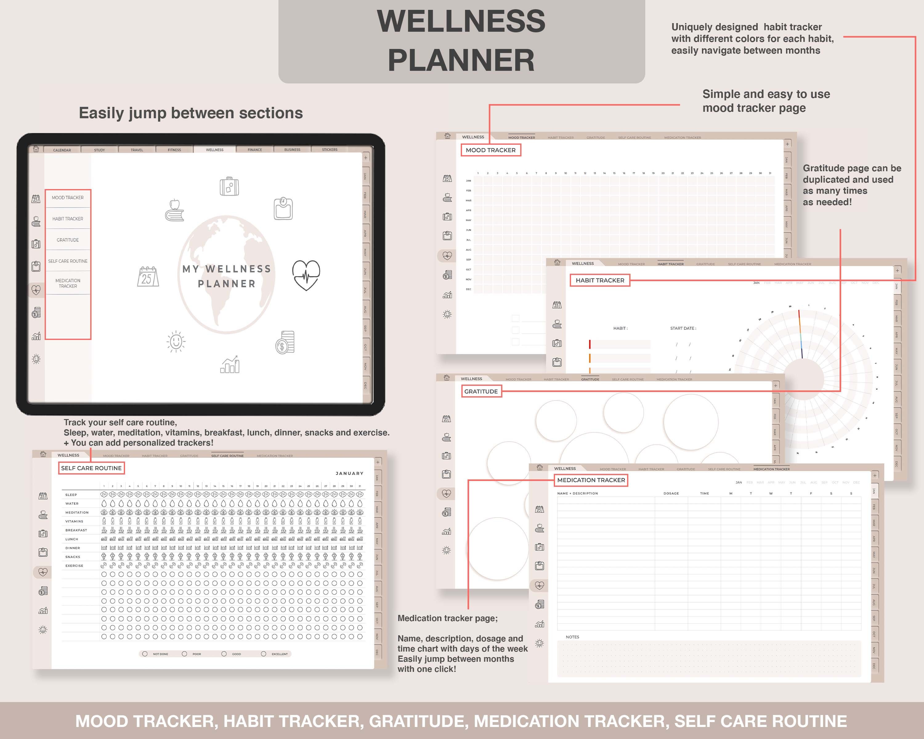 2022 2023 Digital Planner, Daily Weekly Monthly Yearly Planner, Digital ...