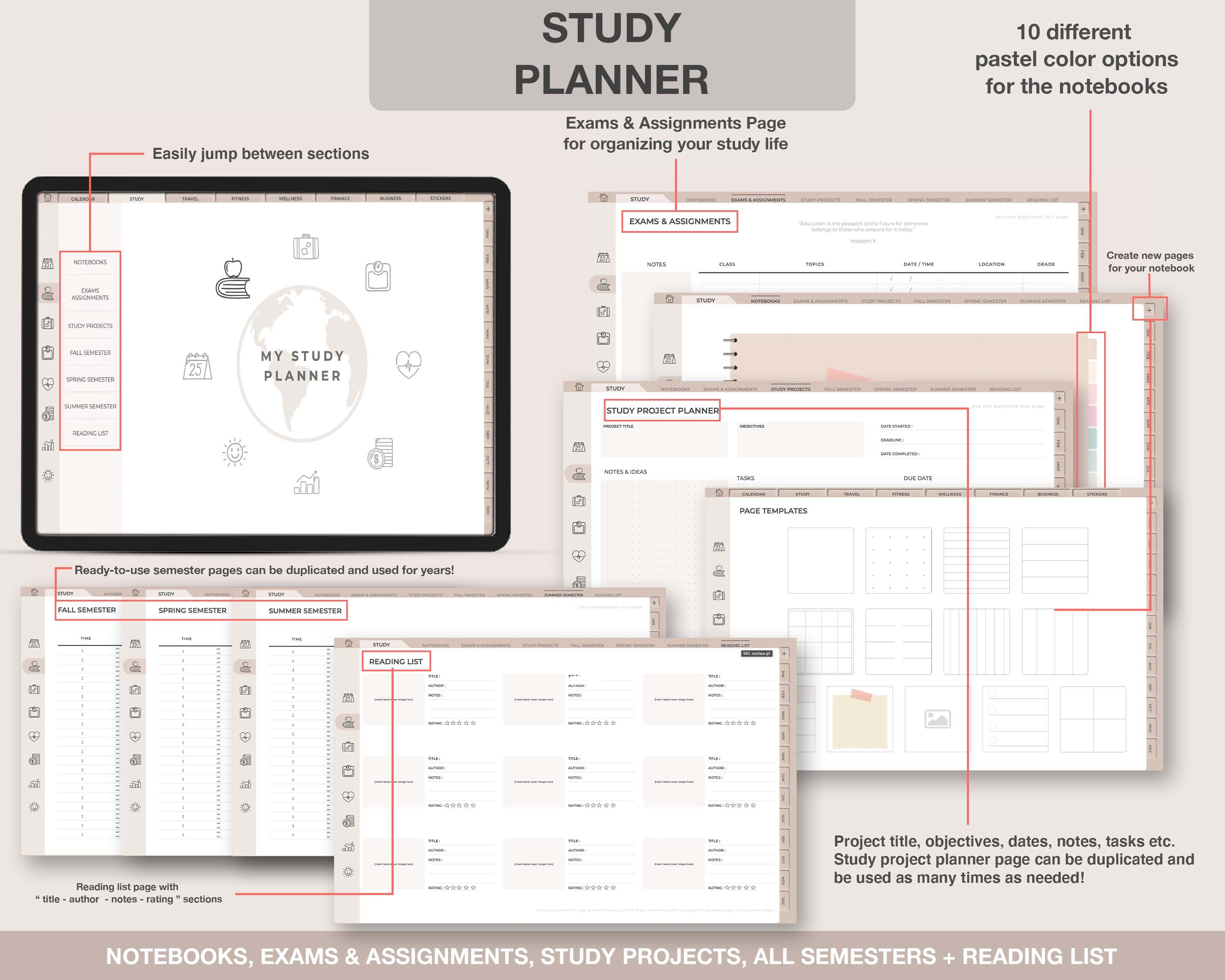 2022 2023 Digital Planner, Daily Weekly Monthly Yearly Planner, Digital ...