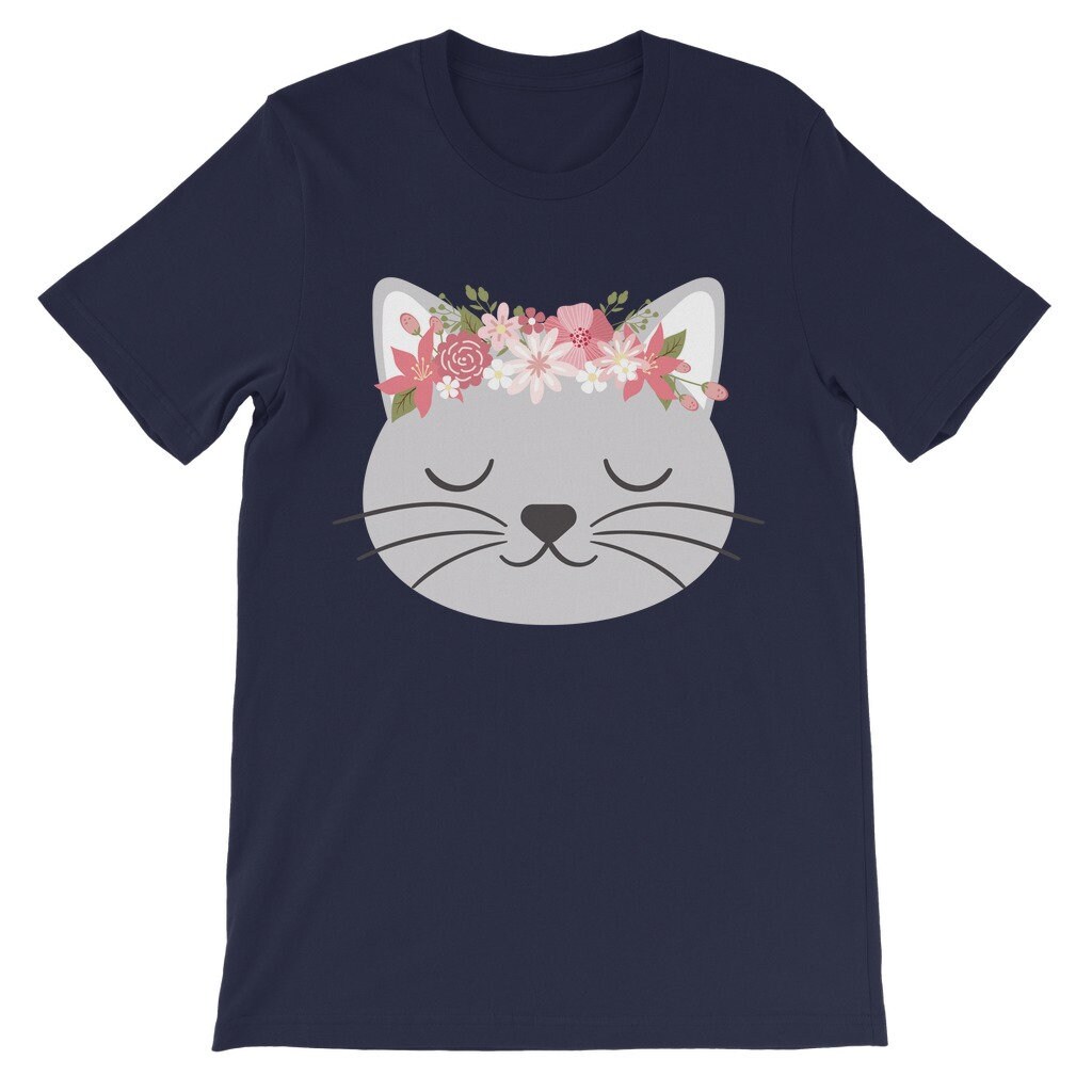 Kids Floral Cat T-shirt Girls Cute Cat Shirt Cat Lover - Etsy