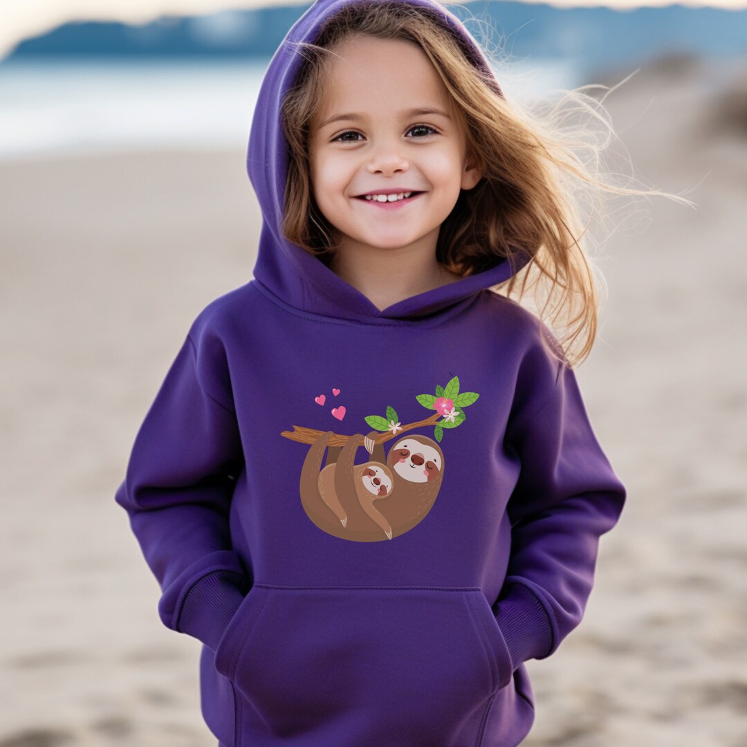 Mum & Baby Sloth Pullover Hoodie, Sloth Gifts for Kids, Girls Lazy ...