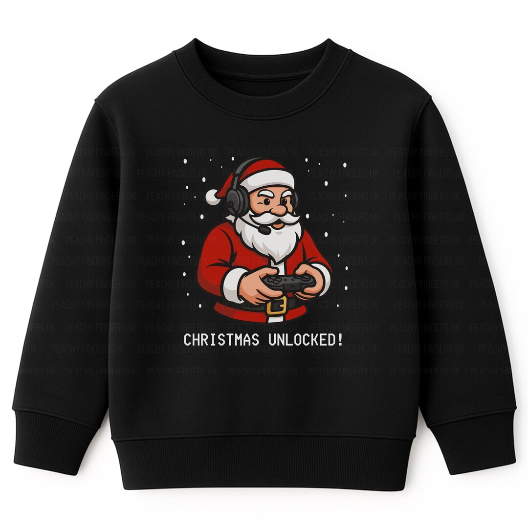 Gaming Santa Christmas Jumper: Christmas Unlocked Sweatshirt, Ages 3-13 ...
