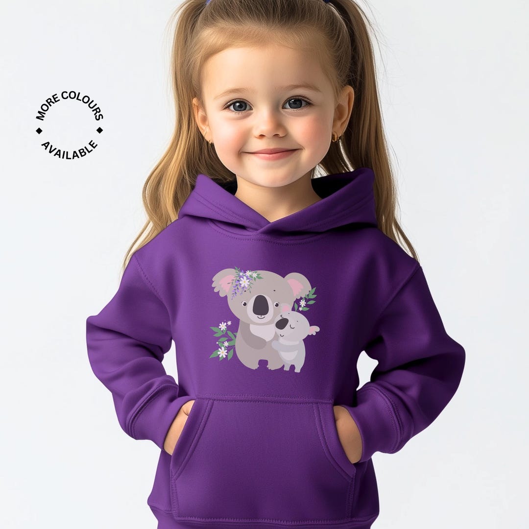 Kids Koala Pullover Hoodie, Girls Mum & Baby Koala Animal Hooded ...
