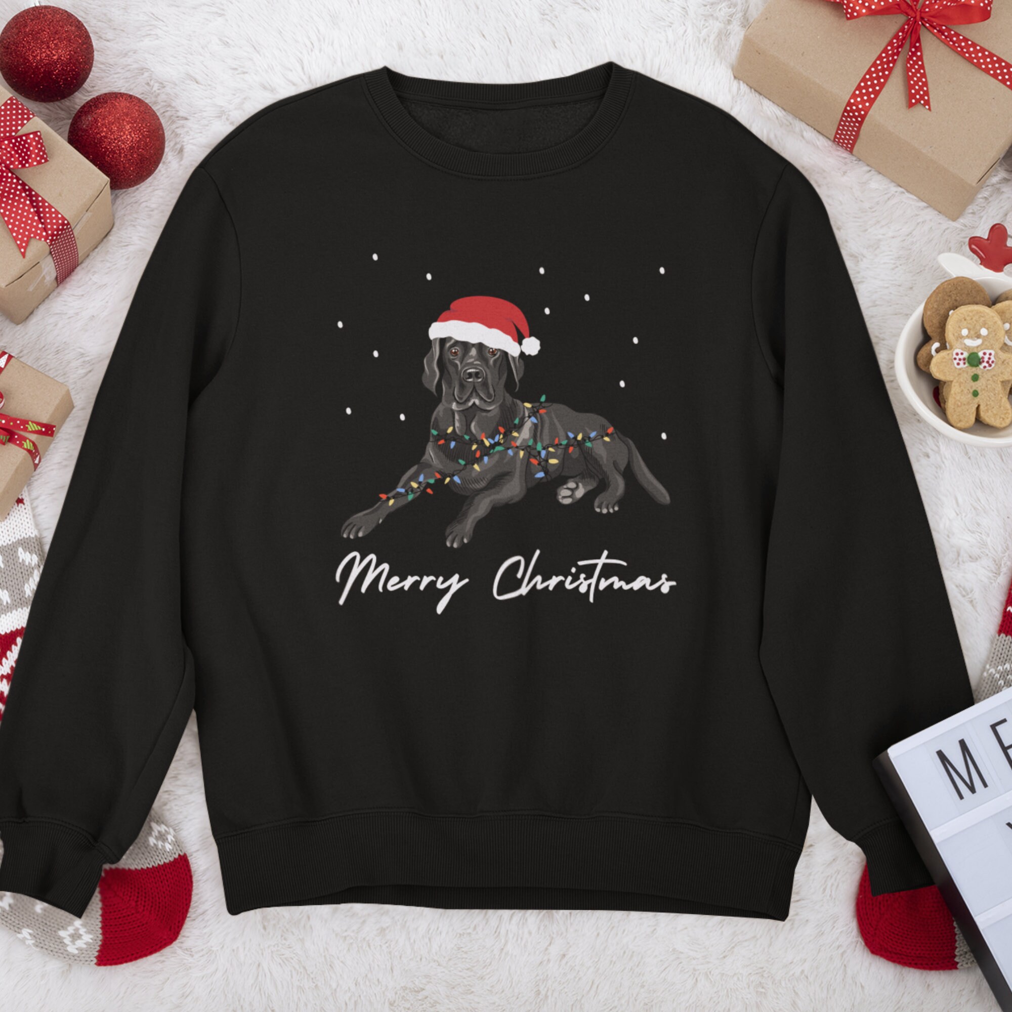 Organic Cotton Festive Labrador Unisex Adults Christmas Sweatshirt, XS ...