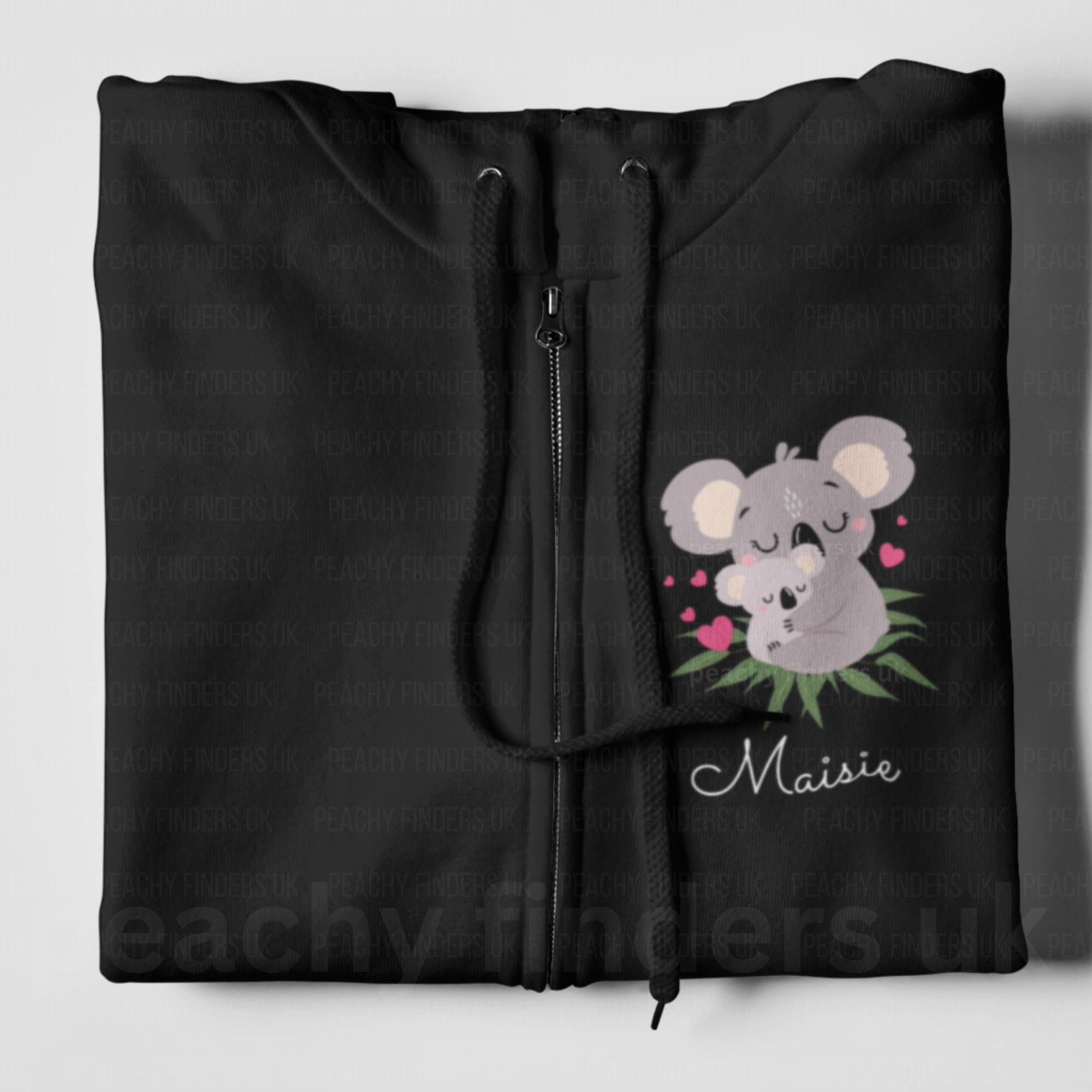 Girls Personalised Koala Full Zip Hoodie, Koala Jacket, 3-13 Yrs ...