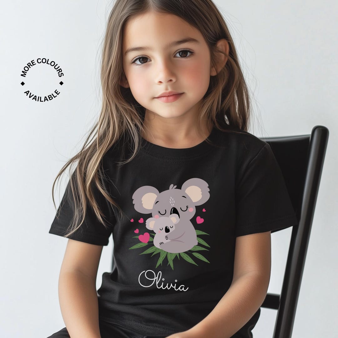 Kids Koala T-shirt, Girls Personalised Koala Shirt, Aussie Koala Bear T ...