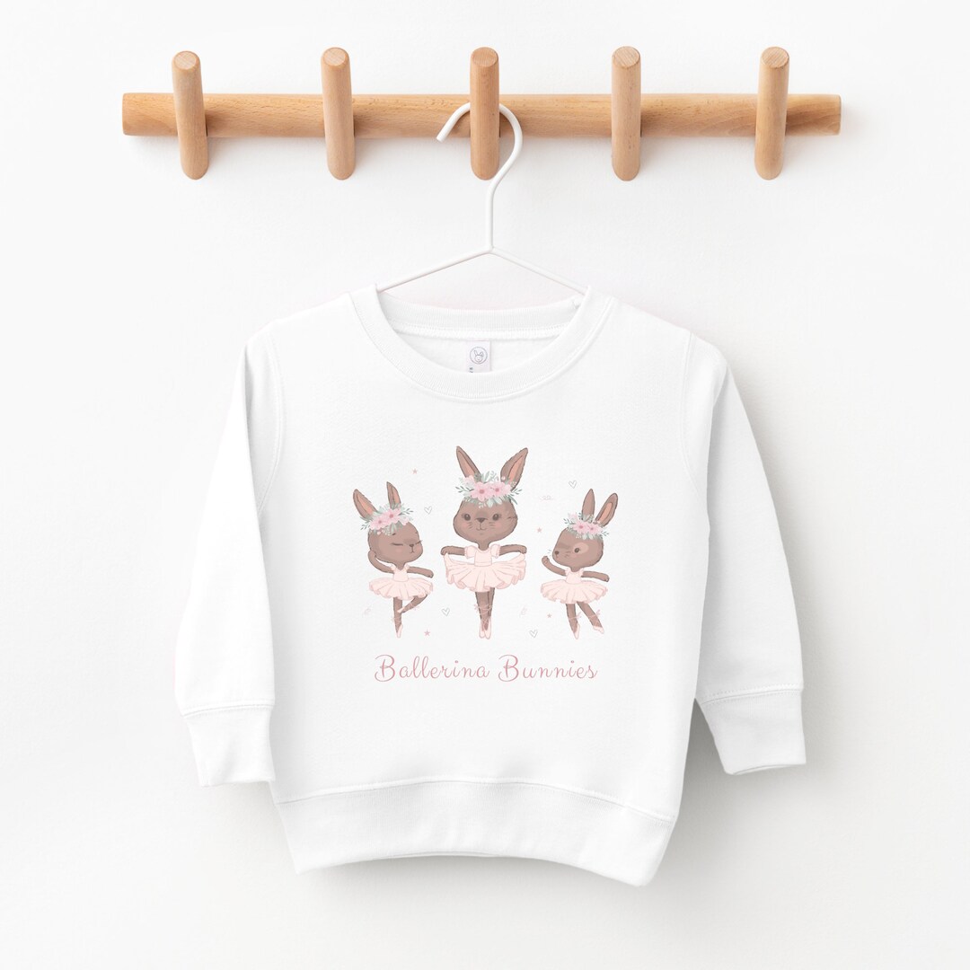Girls Ballerina Bunnies Sweatshirt, Bunny Rabbit Shirt, Ballet Top, 3 ...