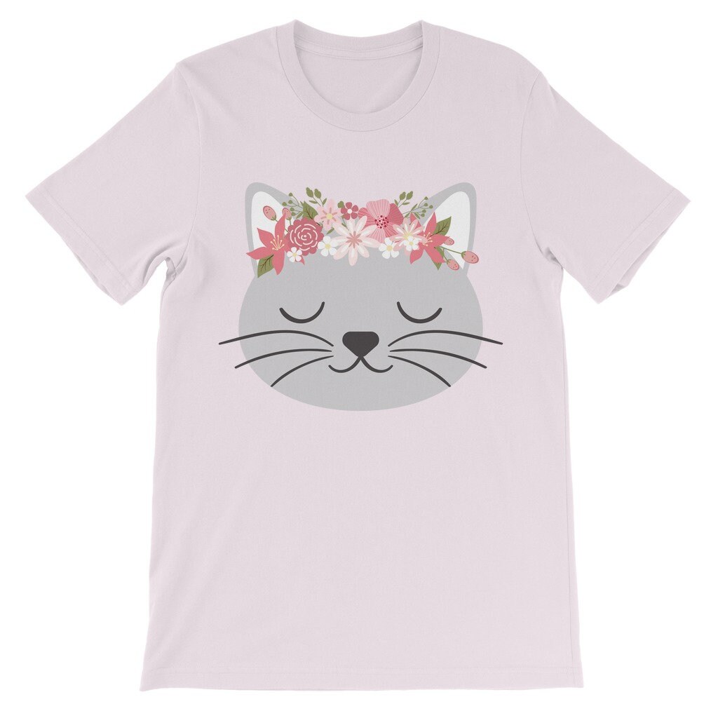 Kids Floral Cat T-shirt Girls Cute Cat Shirt Cat Lover - Etsy