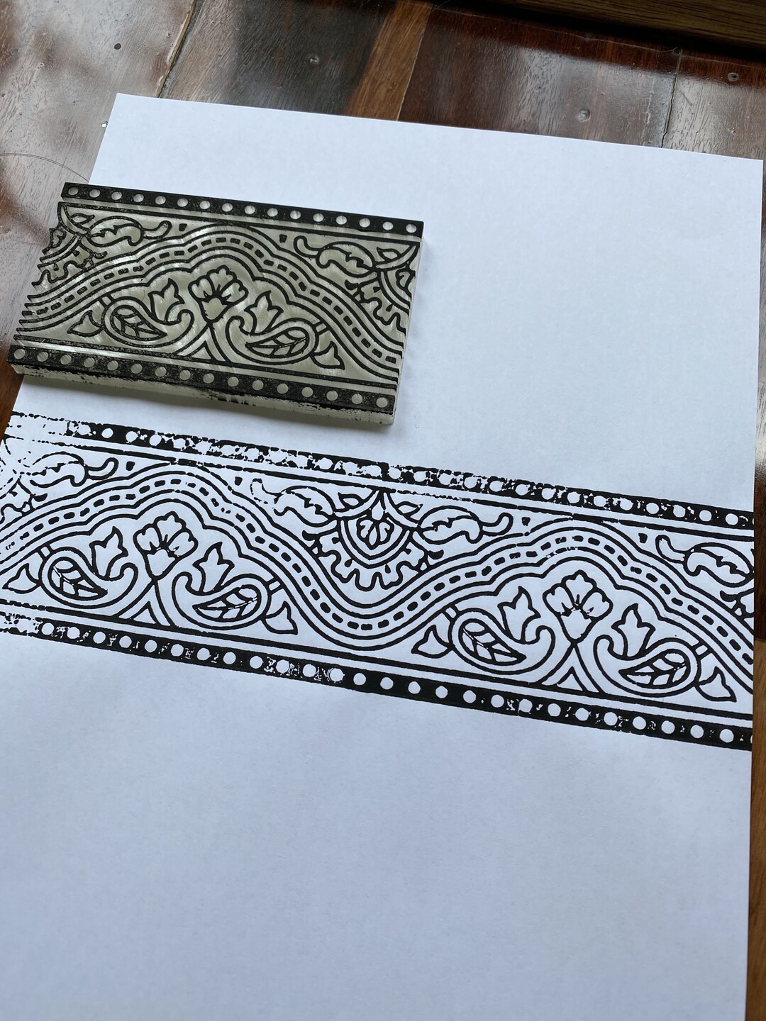 Block Printing Flowers Border Indian Design Ink Stamp, Pottery Stamp ...