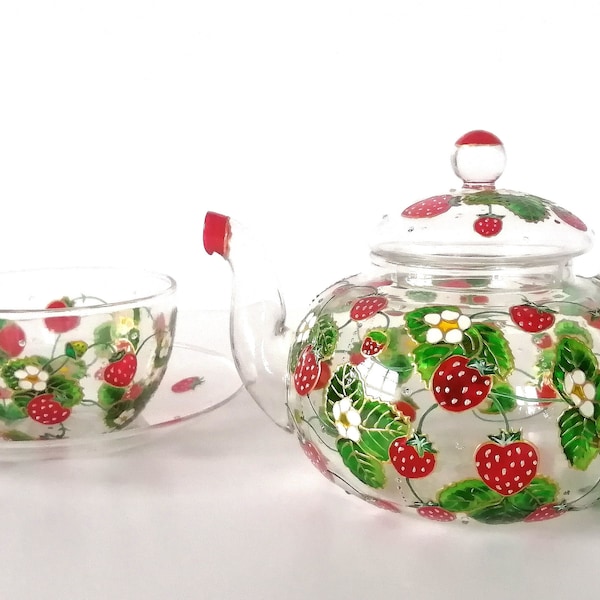 Strawberry Tea Set - Etsy