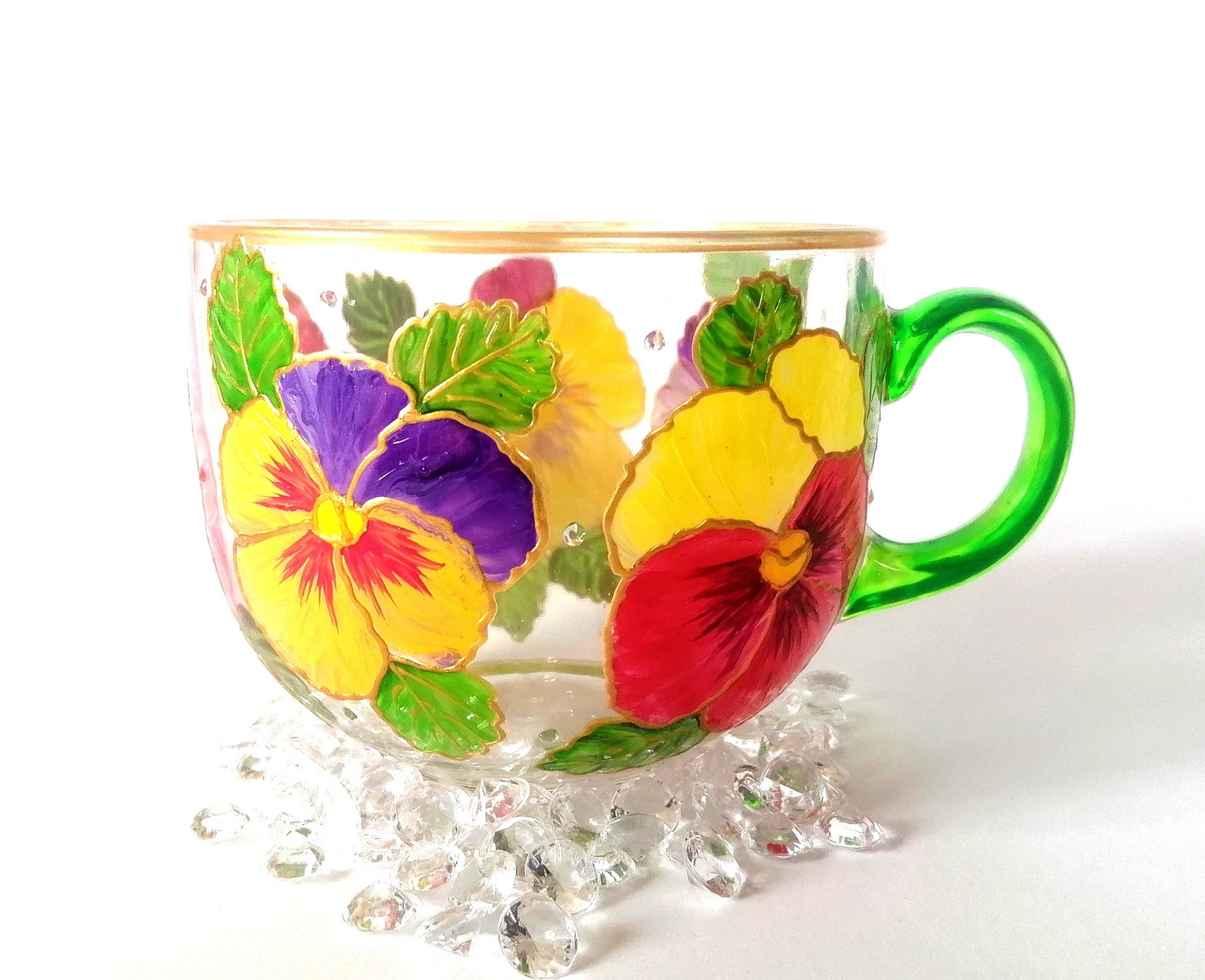 Personalized Pansy Glass Mug Hand Painted Pansy Cup - Etsy UK
