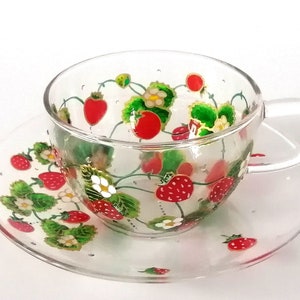 Strawberries Tea Set Hand Painted Infusing Teapot Cup With Saucer ...