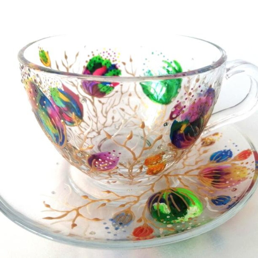 Unique Gifts Tea Set Personalized Glass Teacup and Saucer Wedding ...