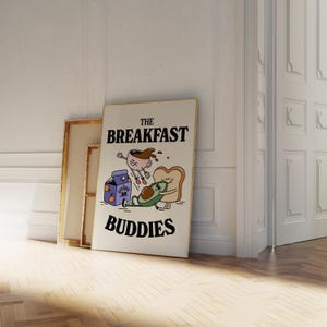 Breakfast Buddies Quote Print Hand-drawn Illustration of Coffee ...