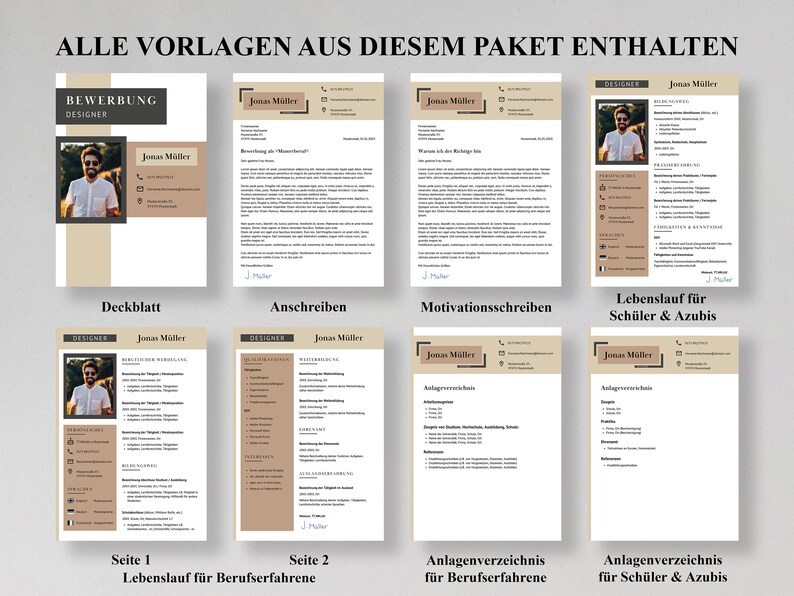 7 Application Templates German Word and Canva Simple Modern Creative ...