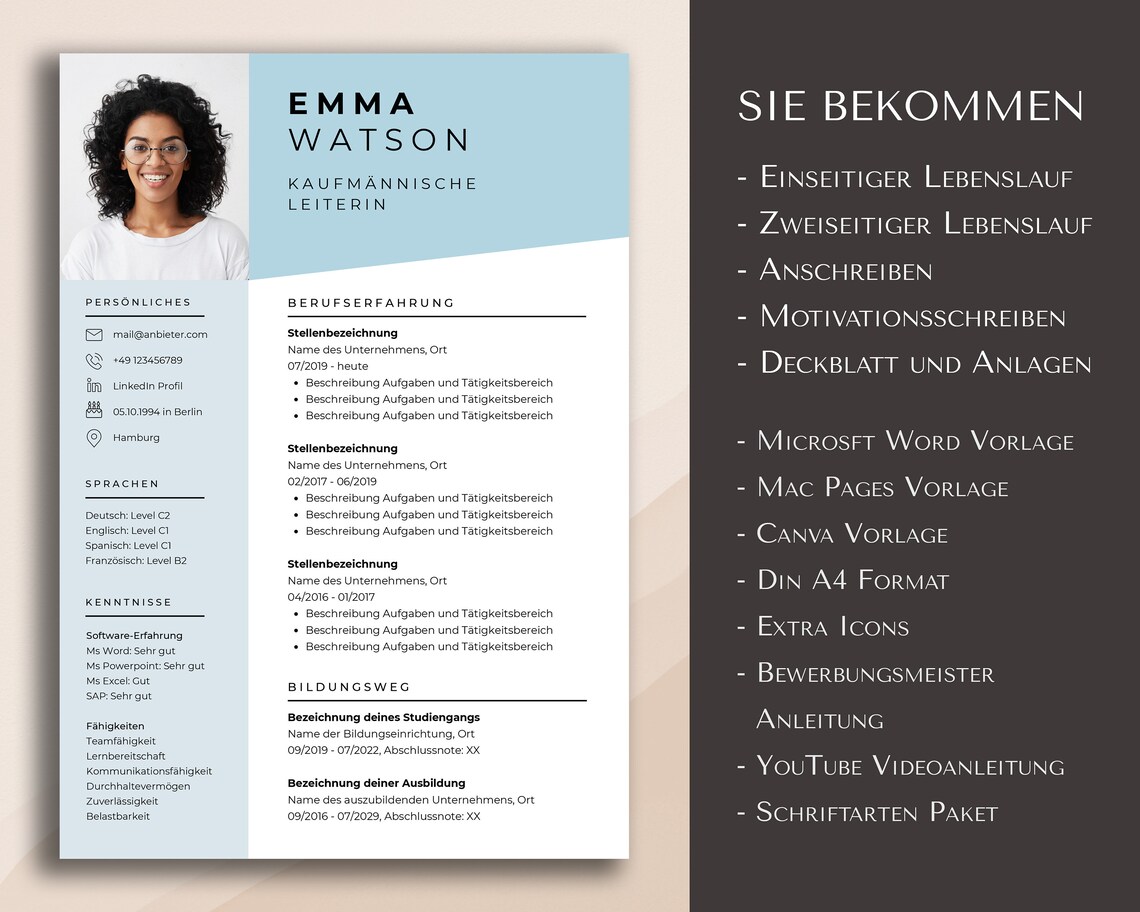 CV Application Cover Letter Word and Pages, Application Template Modern ...