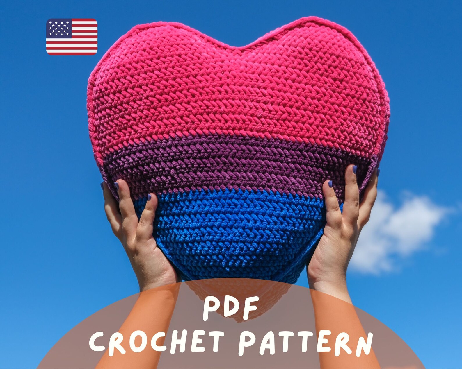 Bisexual Pride Heart Pilllow Crochet Pattern - Etsy