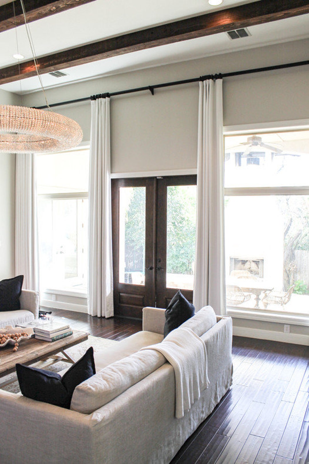 Extra Long Faux Linen Curtains, 22 Color. Extra Long Custom Drapes for ...