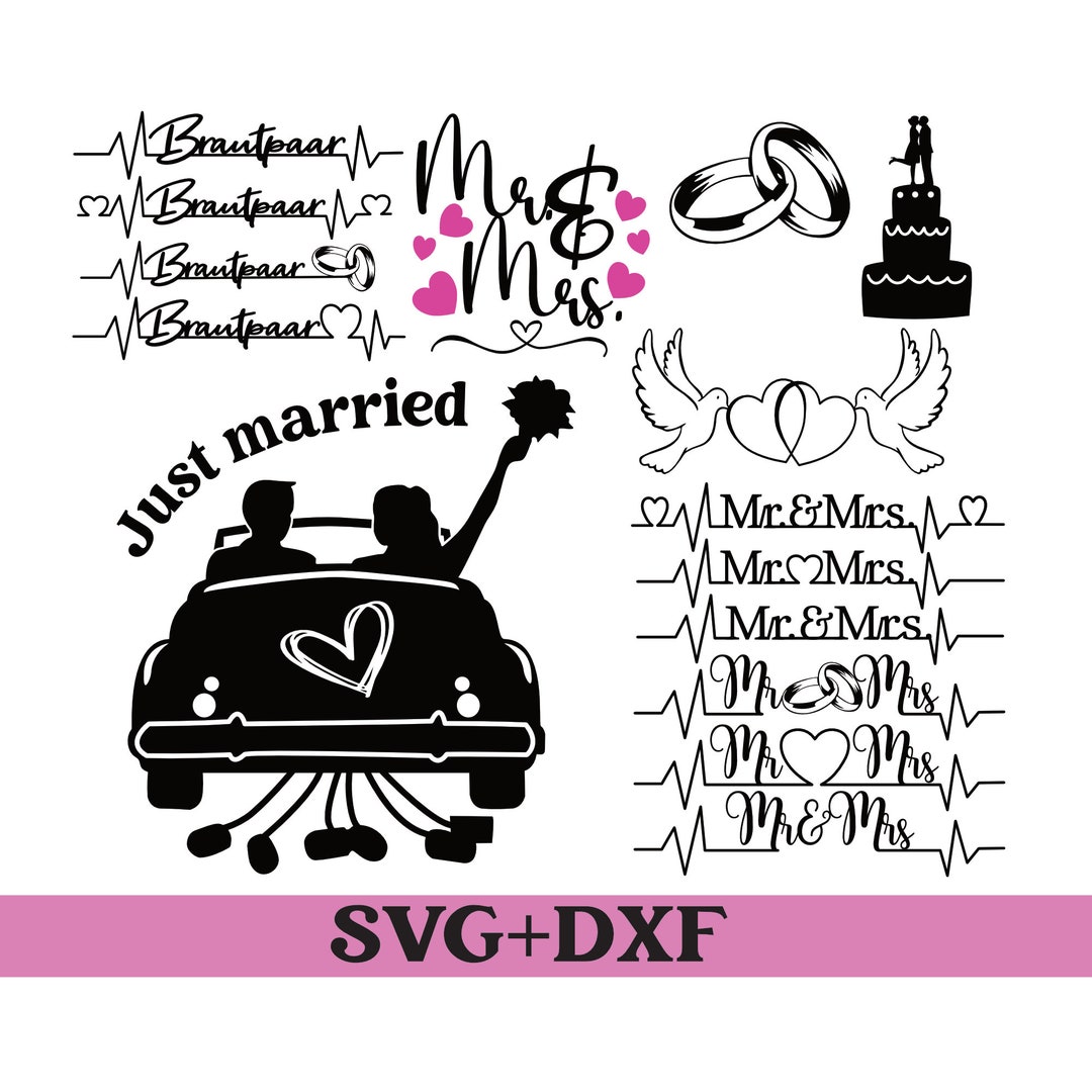 Plotterdatei Hochzeit I Hochzeit Svg Bundle I Wedding Bundle Svg I Braut Svg I Bräutigam Svg I ...