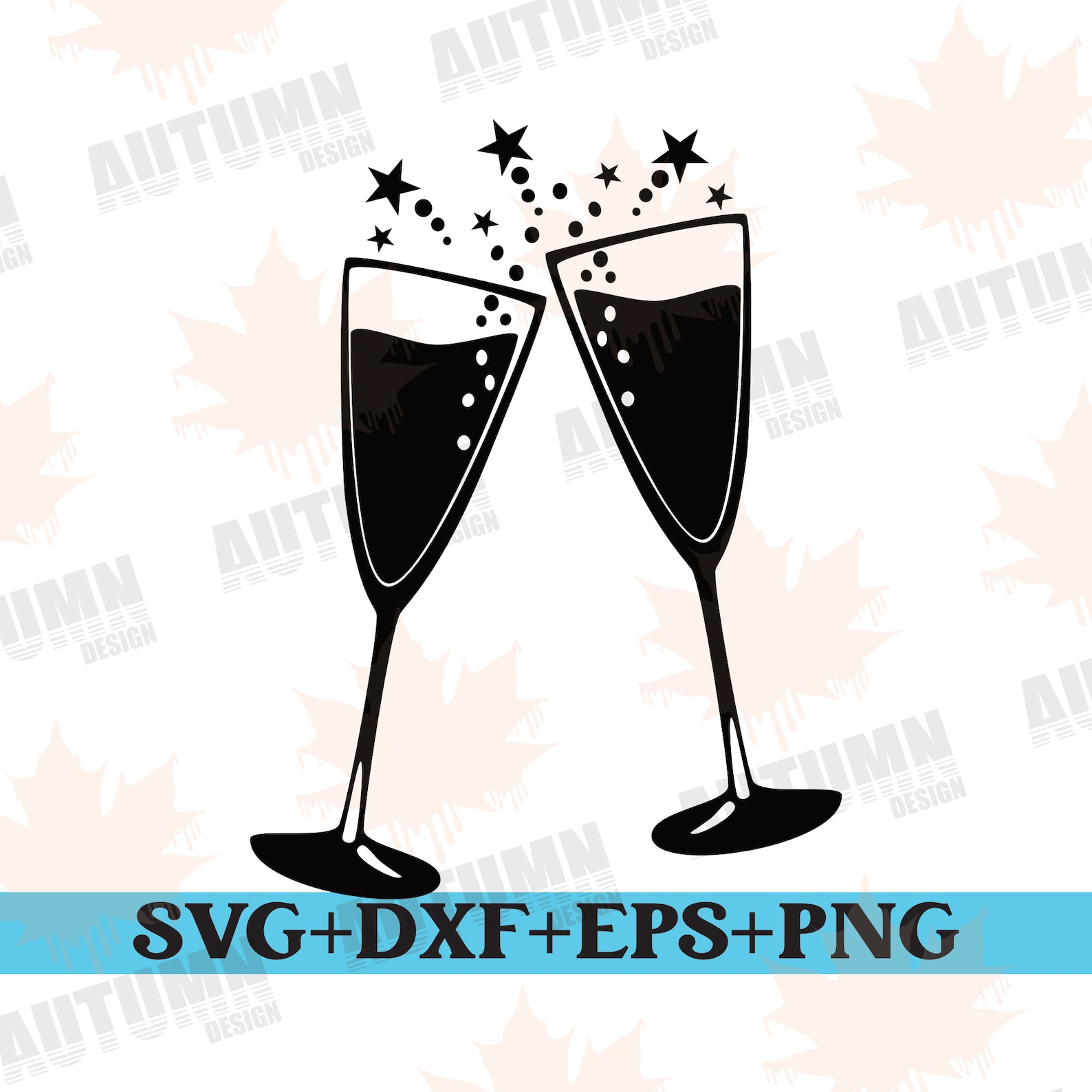 Plotterdatei Sektglas, Sektglas Svg, Sektflasche Svg, Hochzeit Svg, Feier Svg, Champagner Glas ...